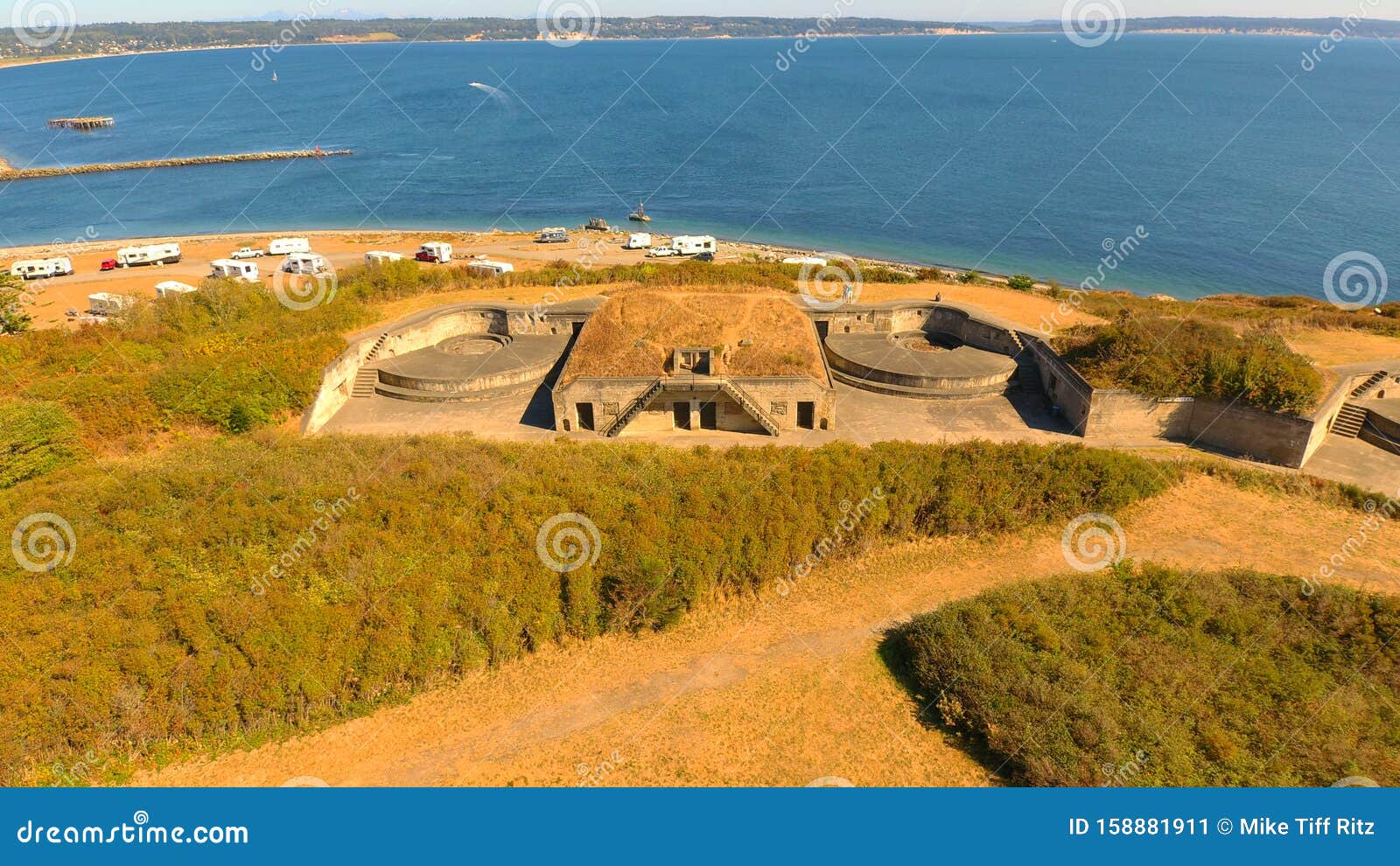 Historic Fort Structures in the Pacific Northwest Stock Image - Image ...