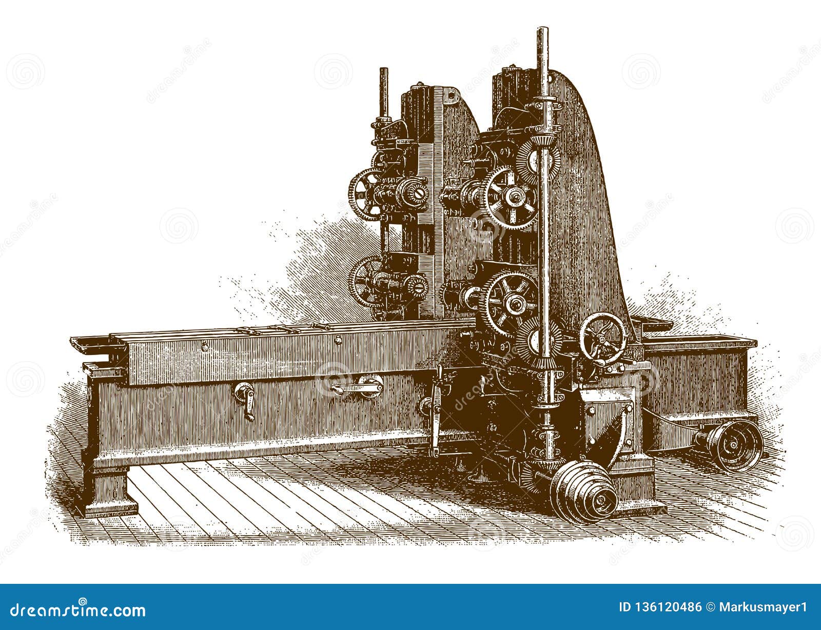 Historical Four-spindle Milling Machine Stock Vector - Illustration of ...