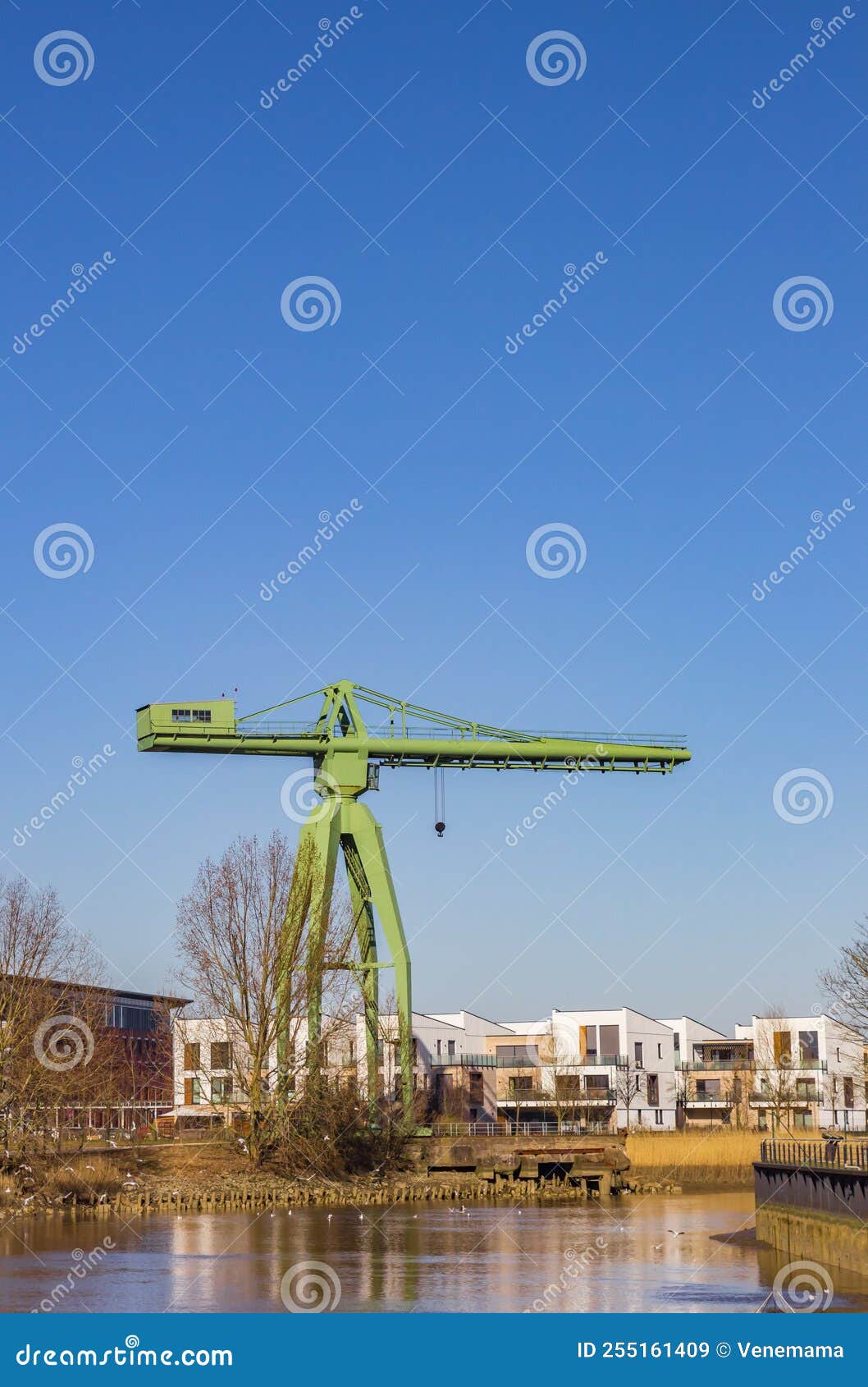 Historic Green Crane at the Geeste River in Bremerhaven Stock Image ...