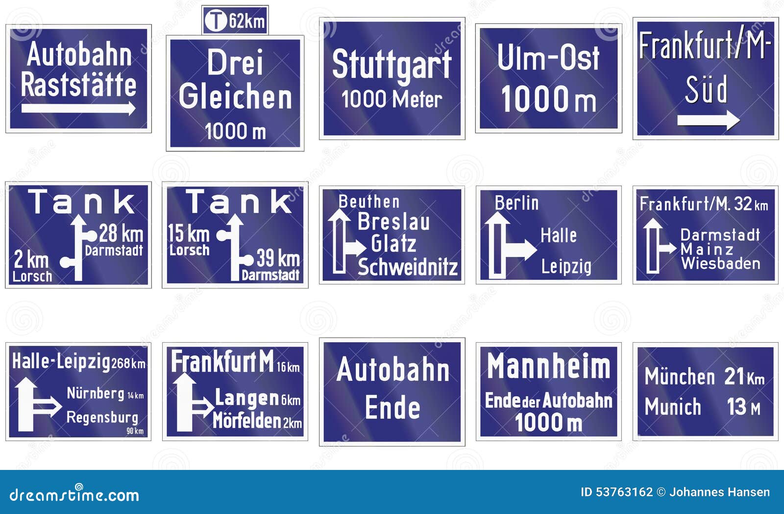 Historic Highway Direction Signs in Germany Stock Illustration ...