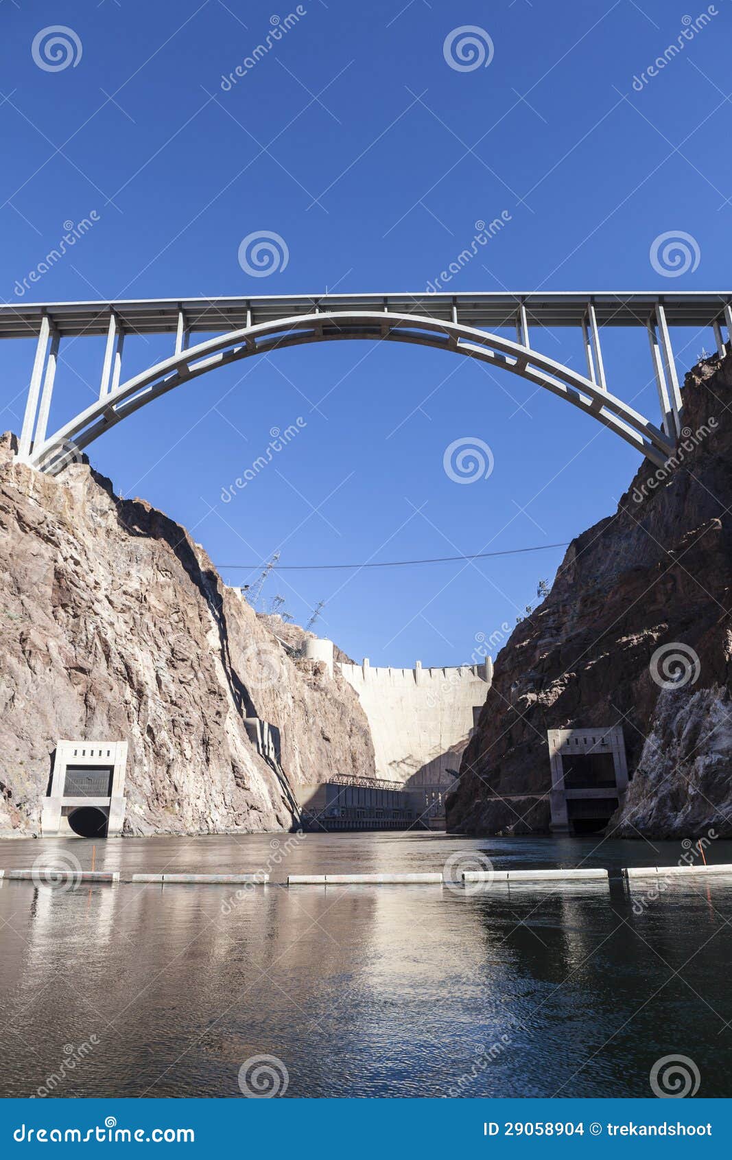 Historic Hoover Dam and it S Newly Opened Bypass Bridge Stock Photo ...