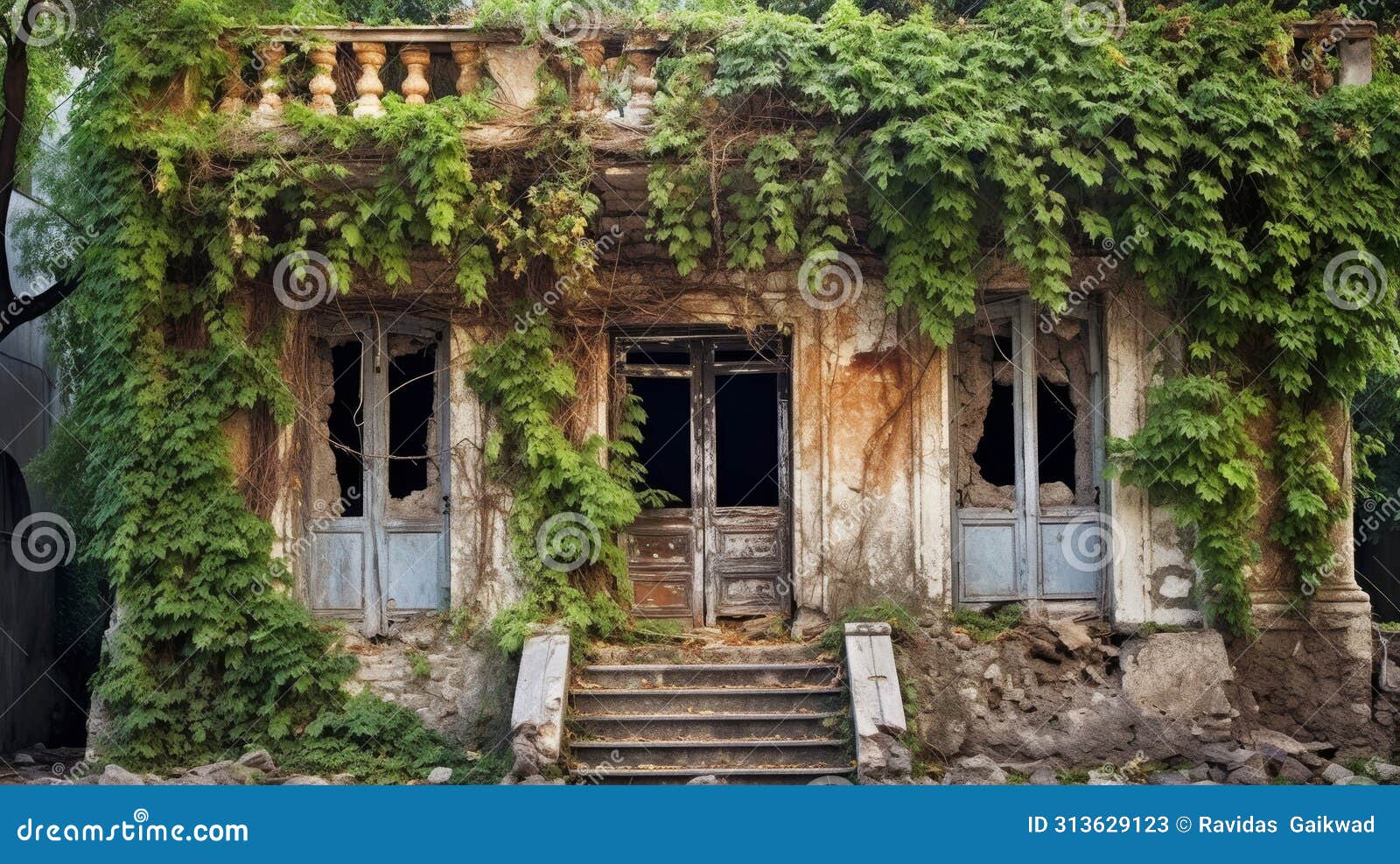 Historic House Featuring Lush Creeper Facade Stock Illustration ...
