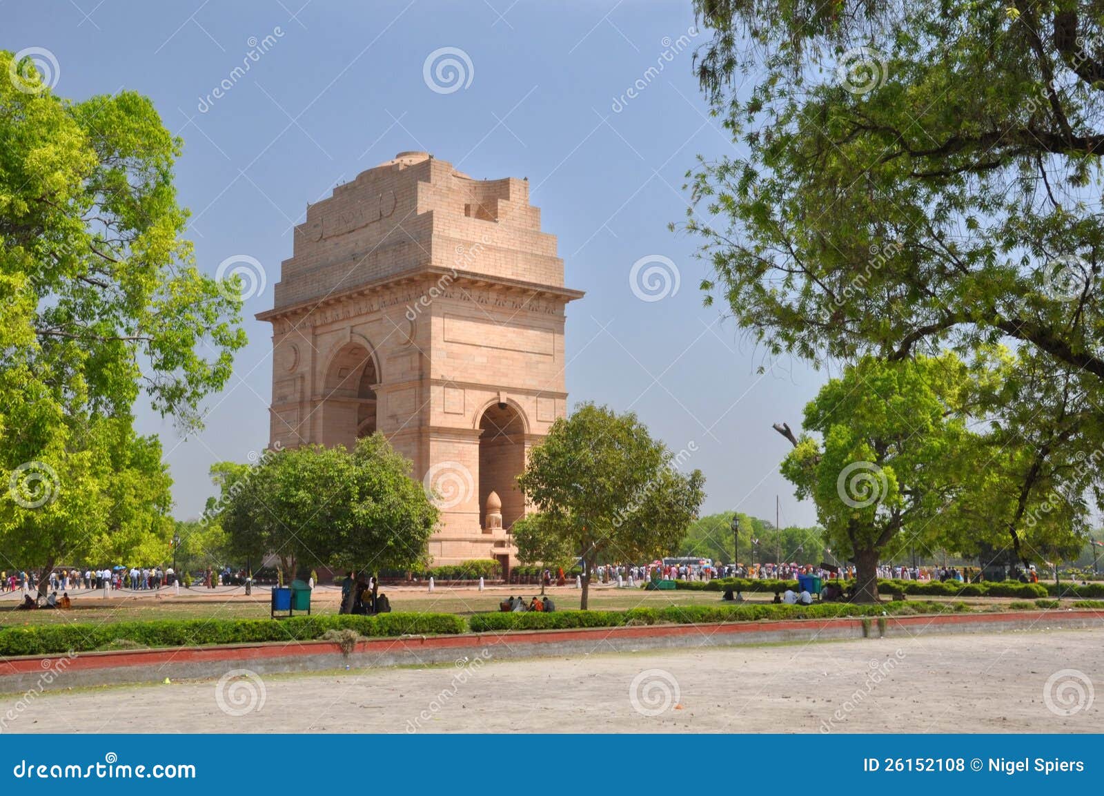 Historic India Gate Monument in Delhi. Stock Photo - Image of trees ...