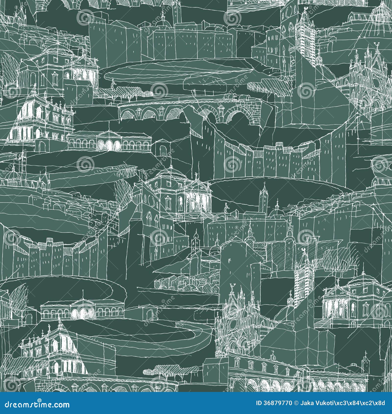 Historic Italian Architecture Collage Seamless Pattern Vector ...