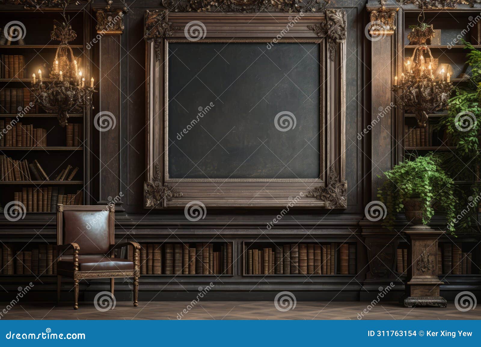 Historic Library Frame Mock-up Stock Illustration - Illustration of ...