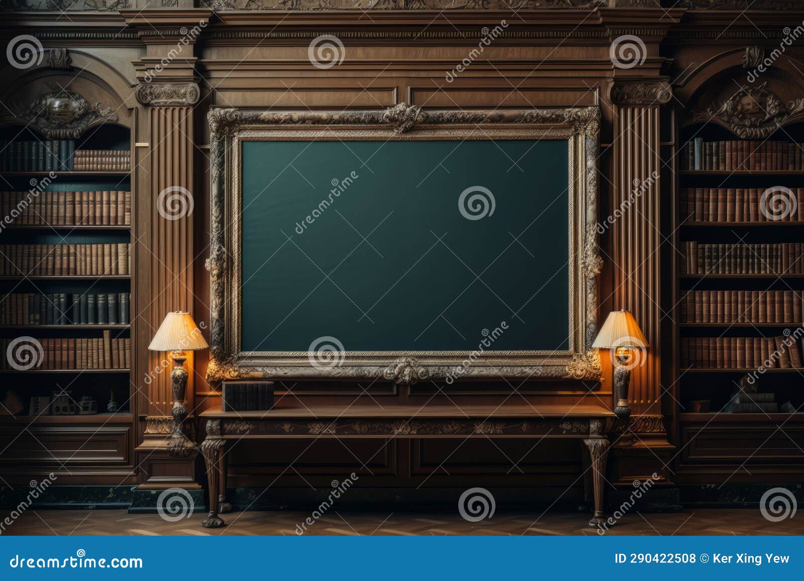 Historic Library Frame Mock-up Stock Illustration - Illustration of ...