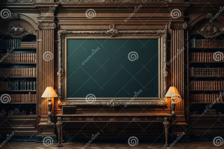 Historic Library Frame Mock-up Stock Illustration - Illustration of ...