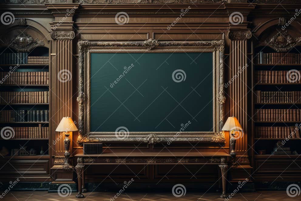Historic Library Frame Mock-up Stock Illustration - Illustration of ...