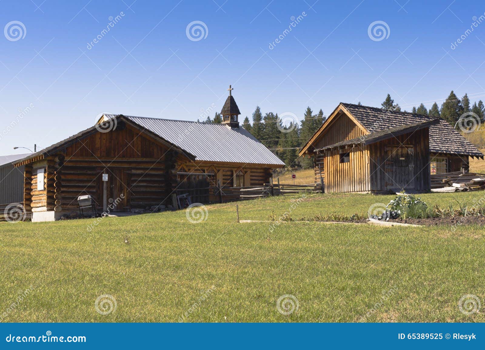 Historic log buildings stock image. Image of construction - 65389525