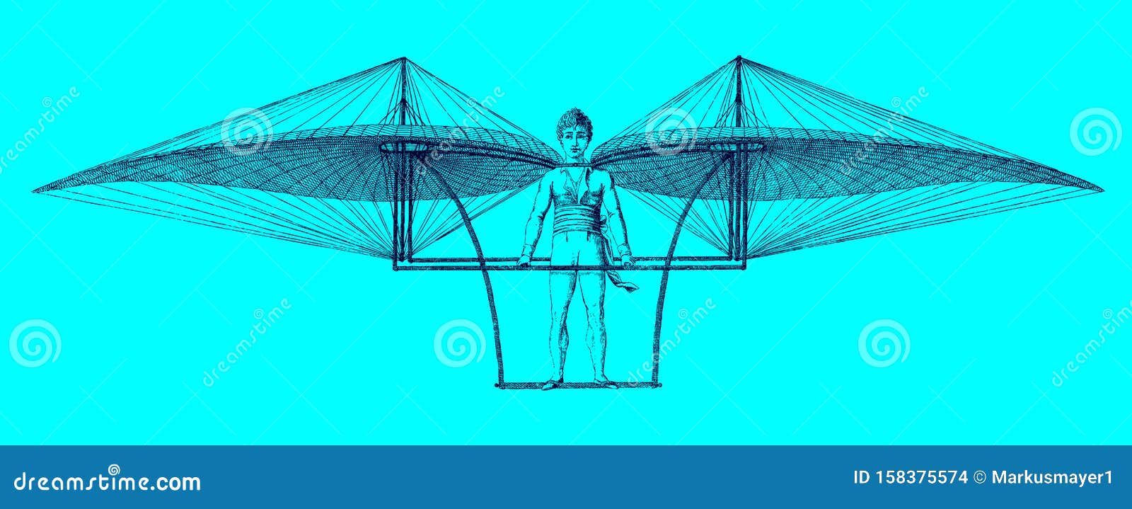 Historic Man-powered Flying Machine with Two Movable Wings in Front of ...