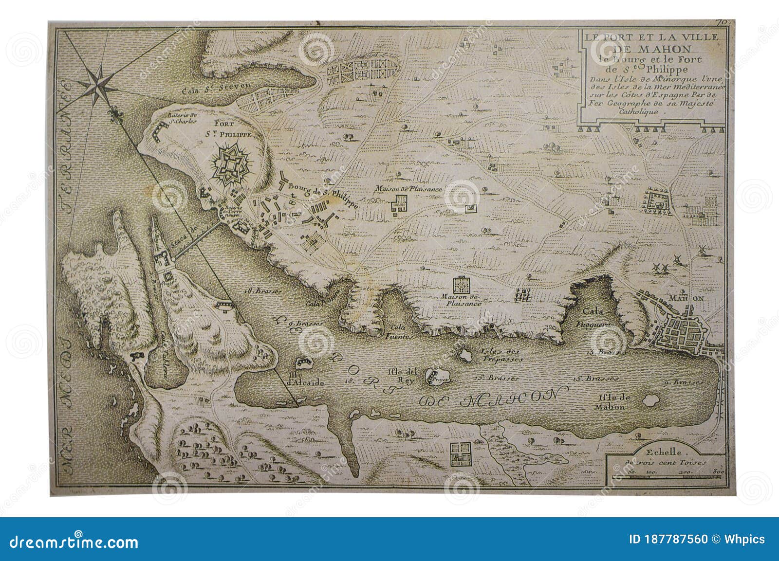 Historic Map of Mahon, Balearic Islands, 1705 Editorial Image - Image ...