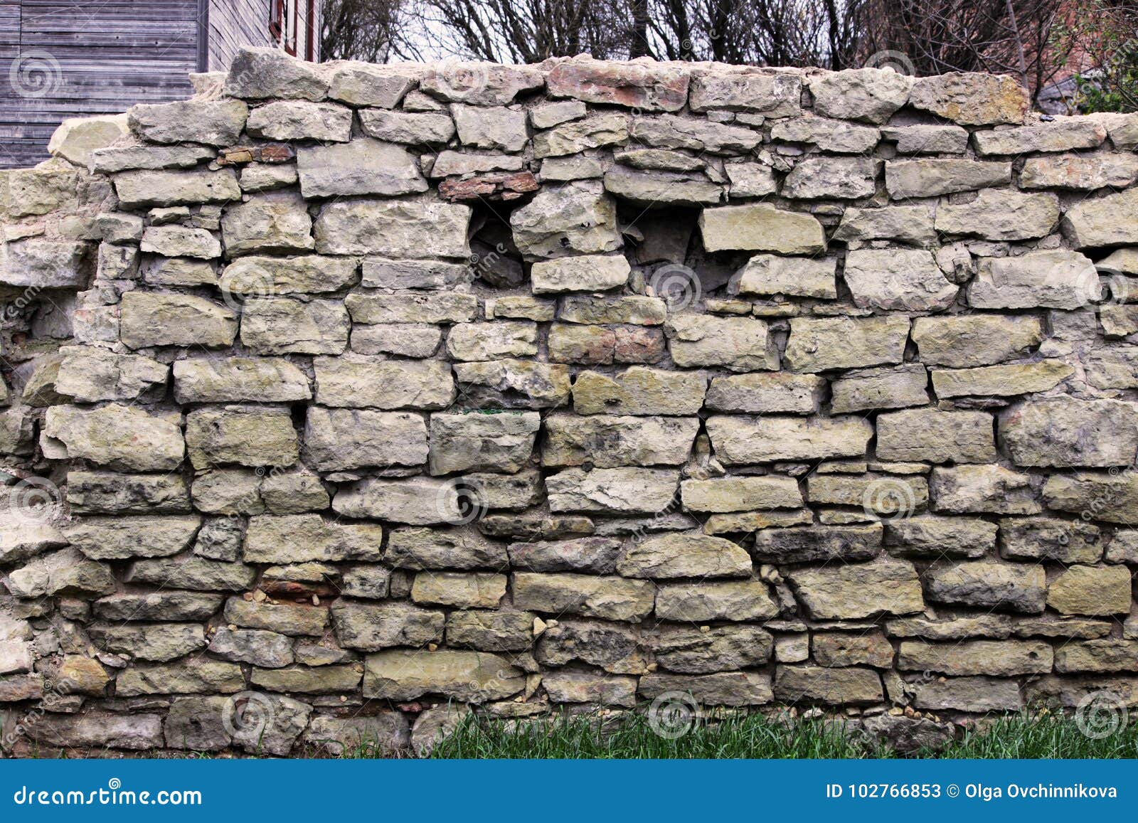 Historic Masonry in the Form of a Dilapidated Wall. Stock Image - Image ...