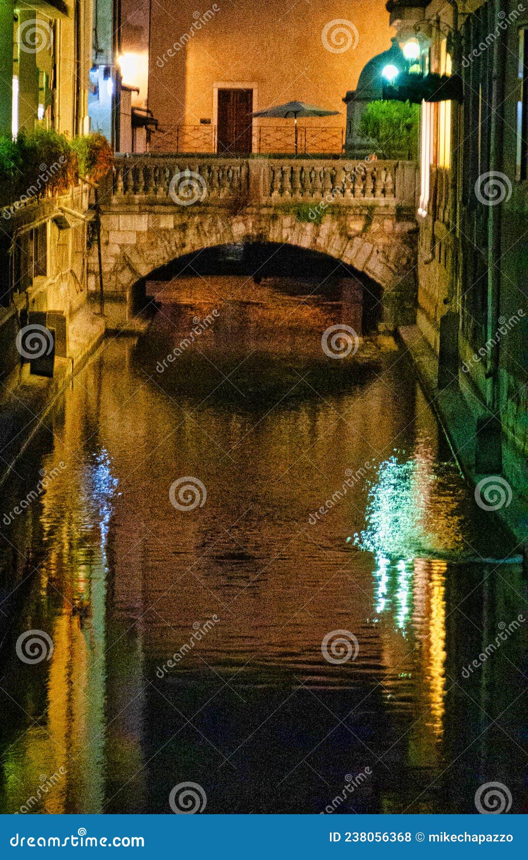 Historic Medieval Canal in City at Night Editorial Stock Photo - Image ...