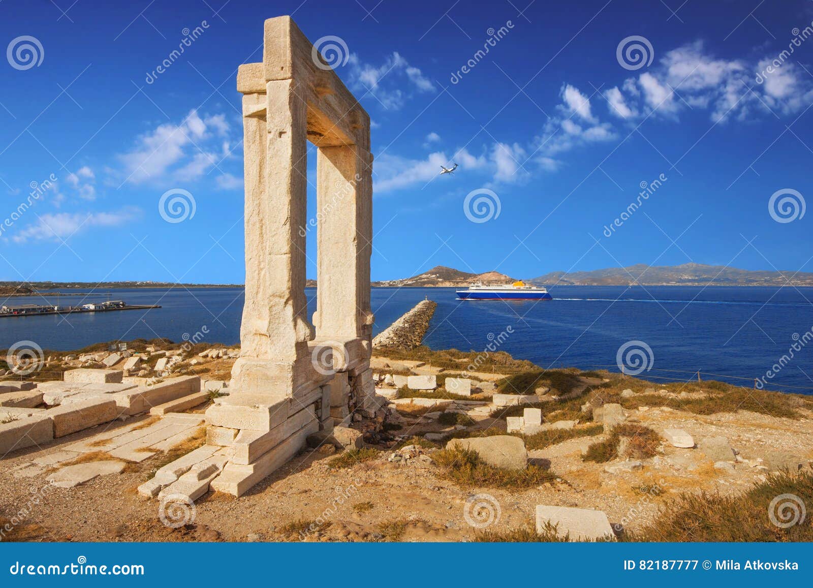 The Historic Monument of Naxos - Portara Gate Stock Image - Image of ...