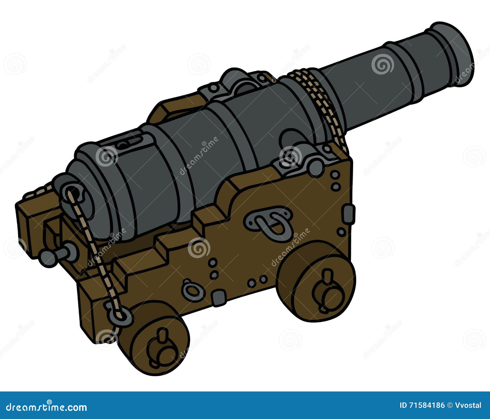 Historic naval cannon stock vector. Illustration of battle - 71584186