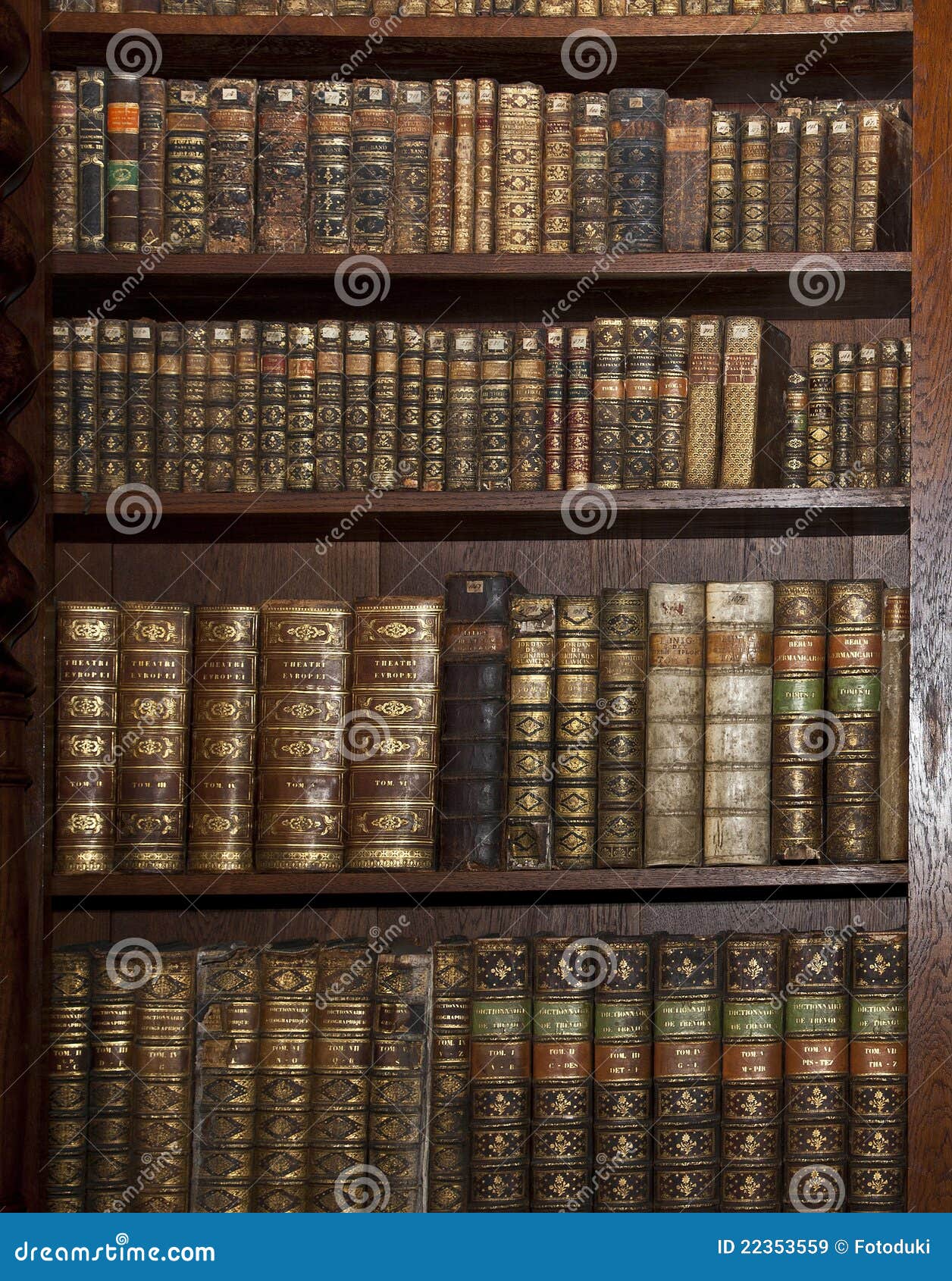 Historic Old Books in Old Library Stock Image - Image of information ...