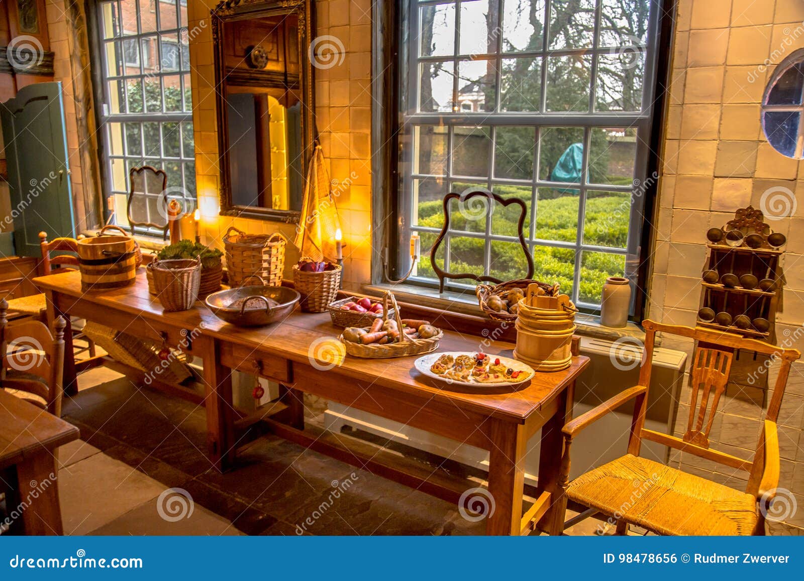 Historic Old Kitchen Interior Stock Photo - Image of historical ...