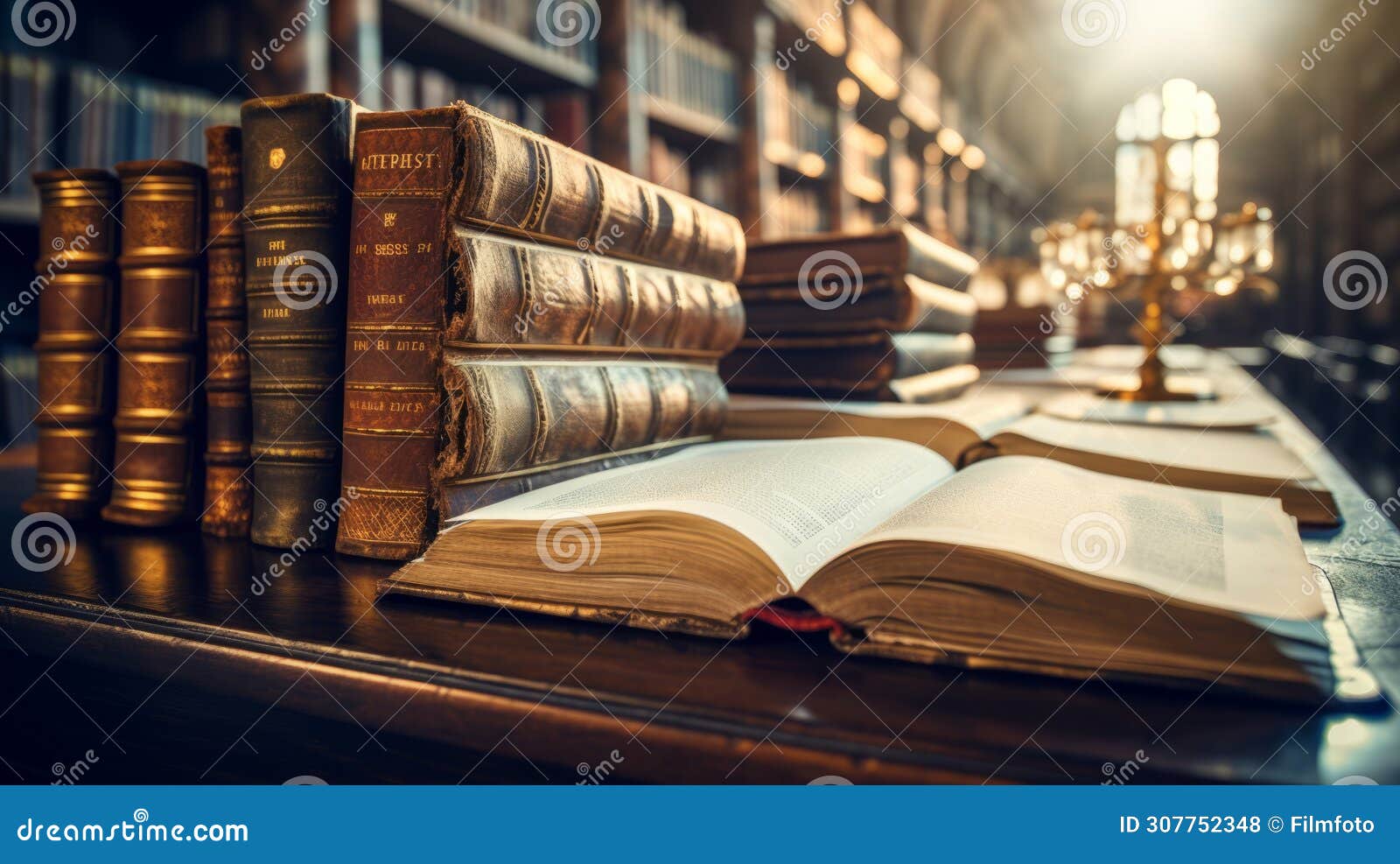 A Historic Old Library with Many Old Books. Stock Illustration ...