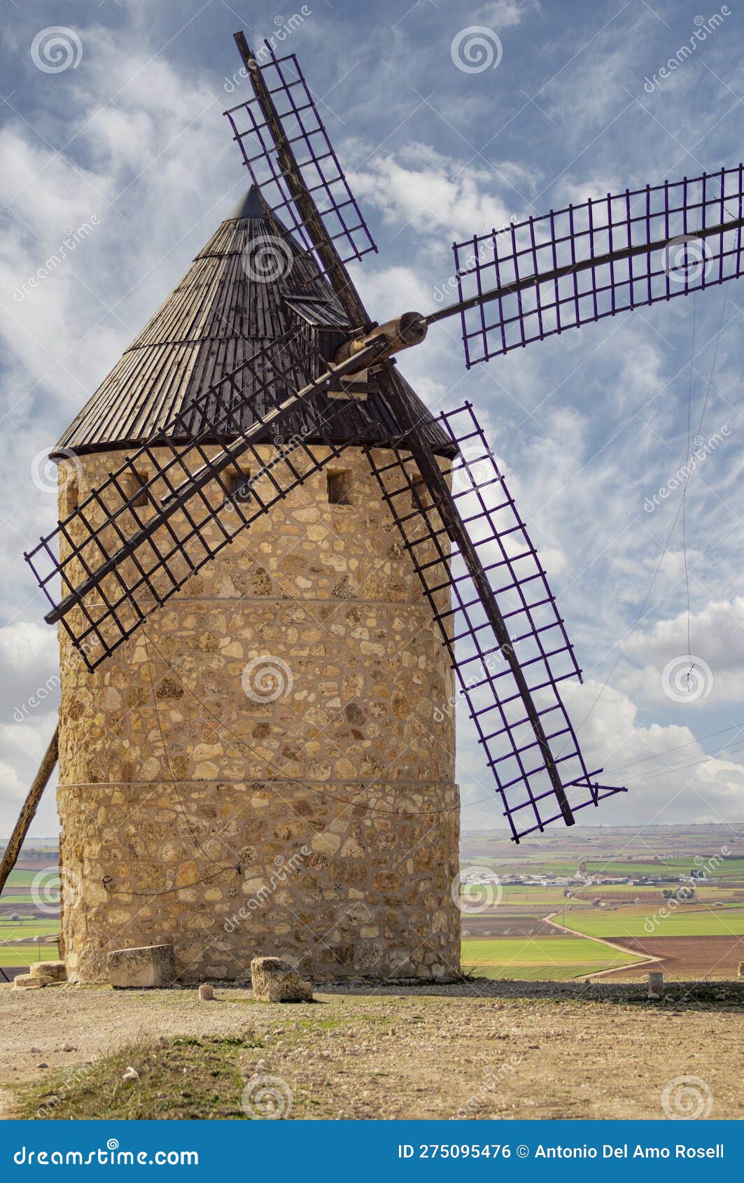 Historic Old Stone Windmill Stock Photo - Image of rustic, rural: 275095476