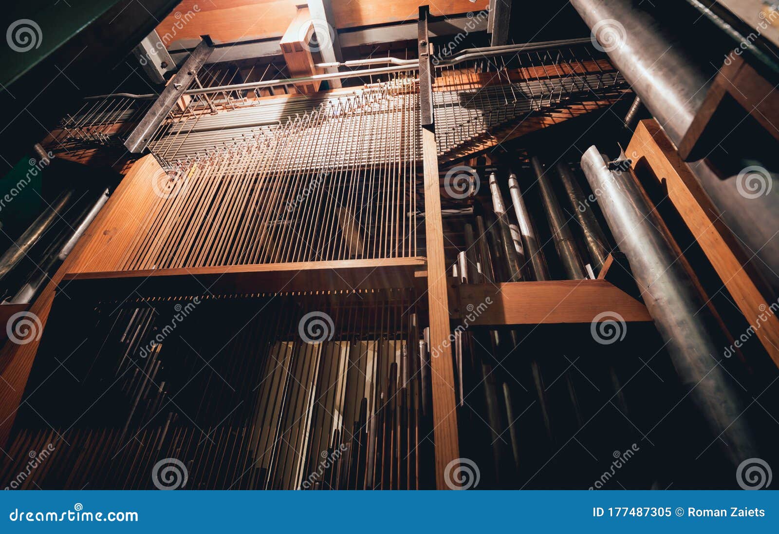 Historic Pipe Organ at a Church. Internal System Stock Image - Image of ...