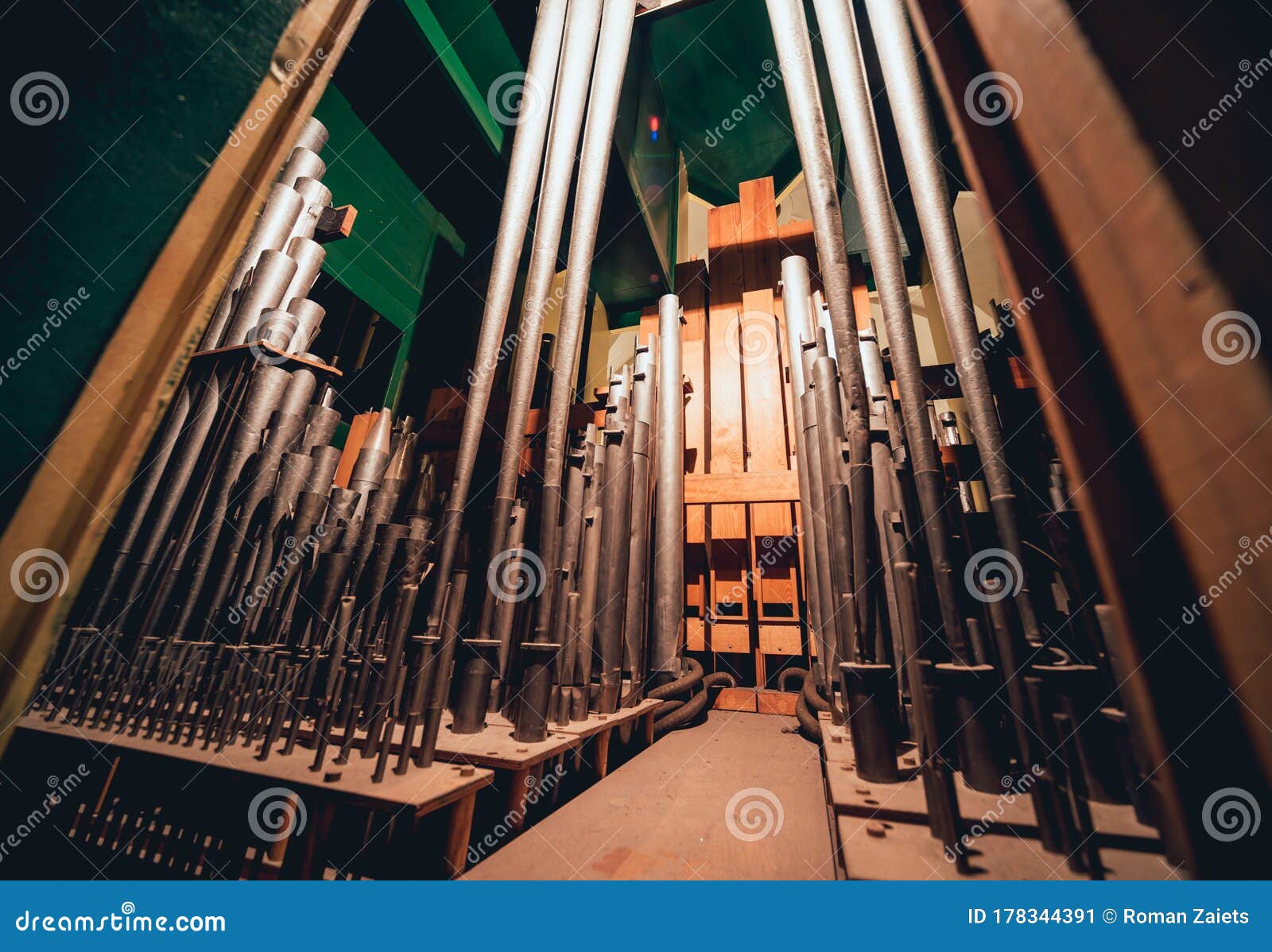 Historic Pipe Organ at a Church. Internal System Stock Image - Image of ...