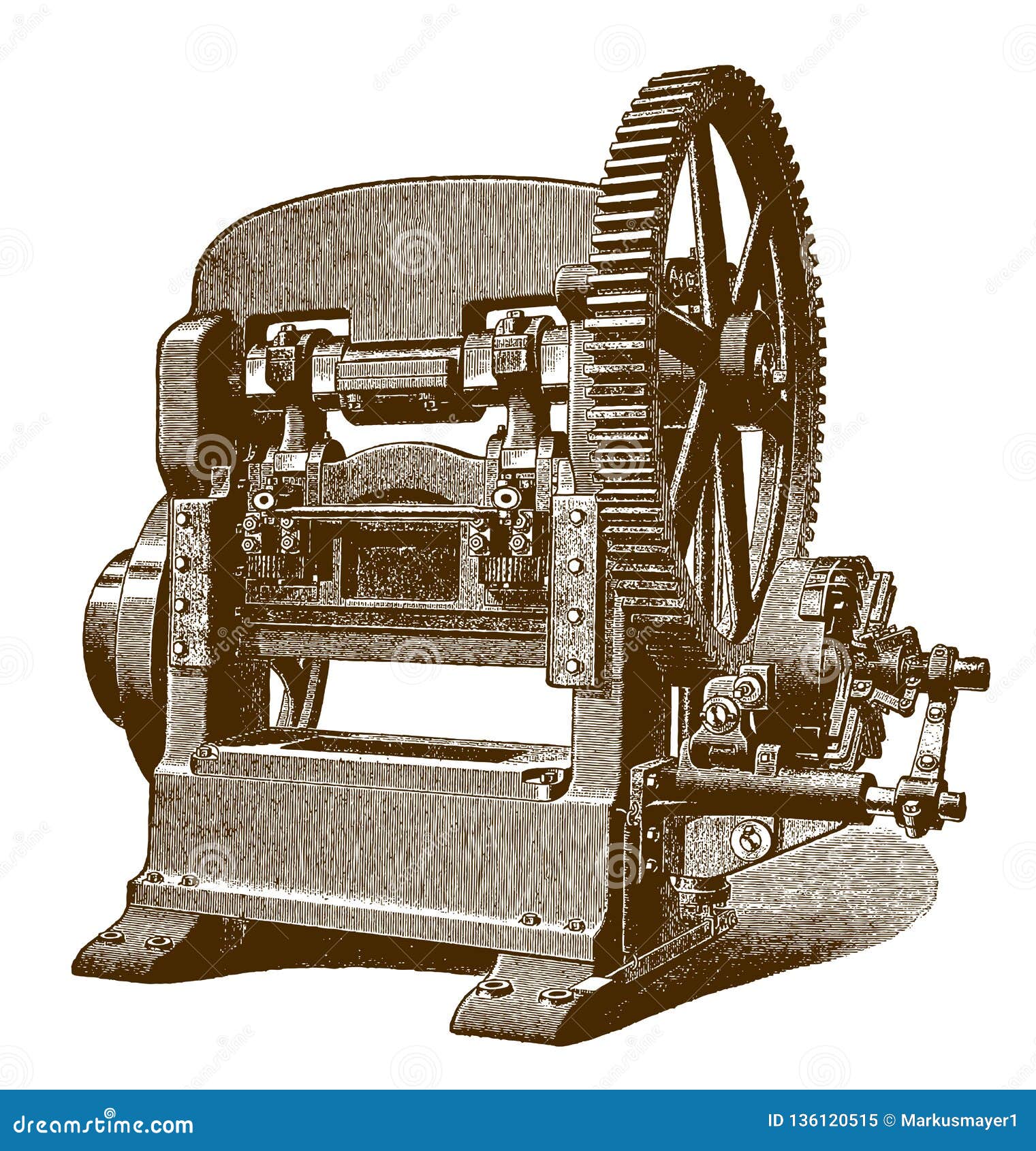 Historical Pressing and Punching Machine Stock Vector - Illustration of ...