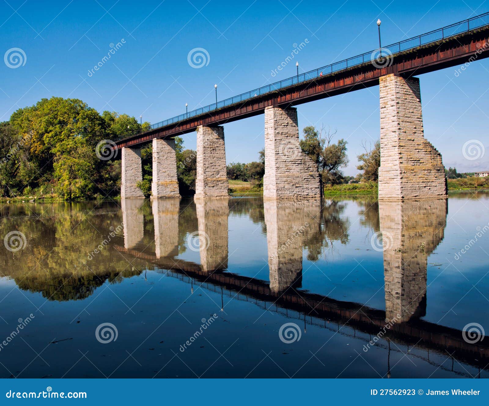 Historic Railroad Trestle Reflection Stock Image - Image of crossing ...