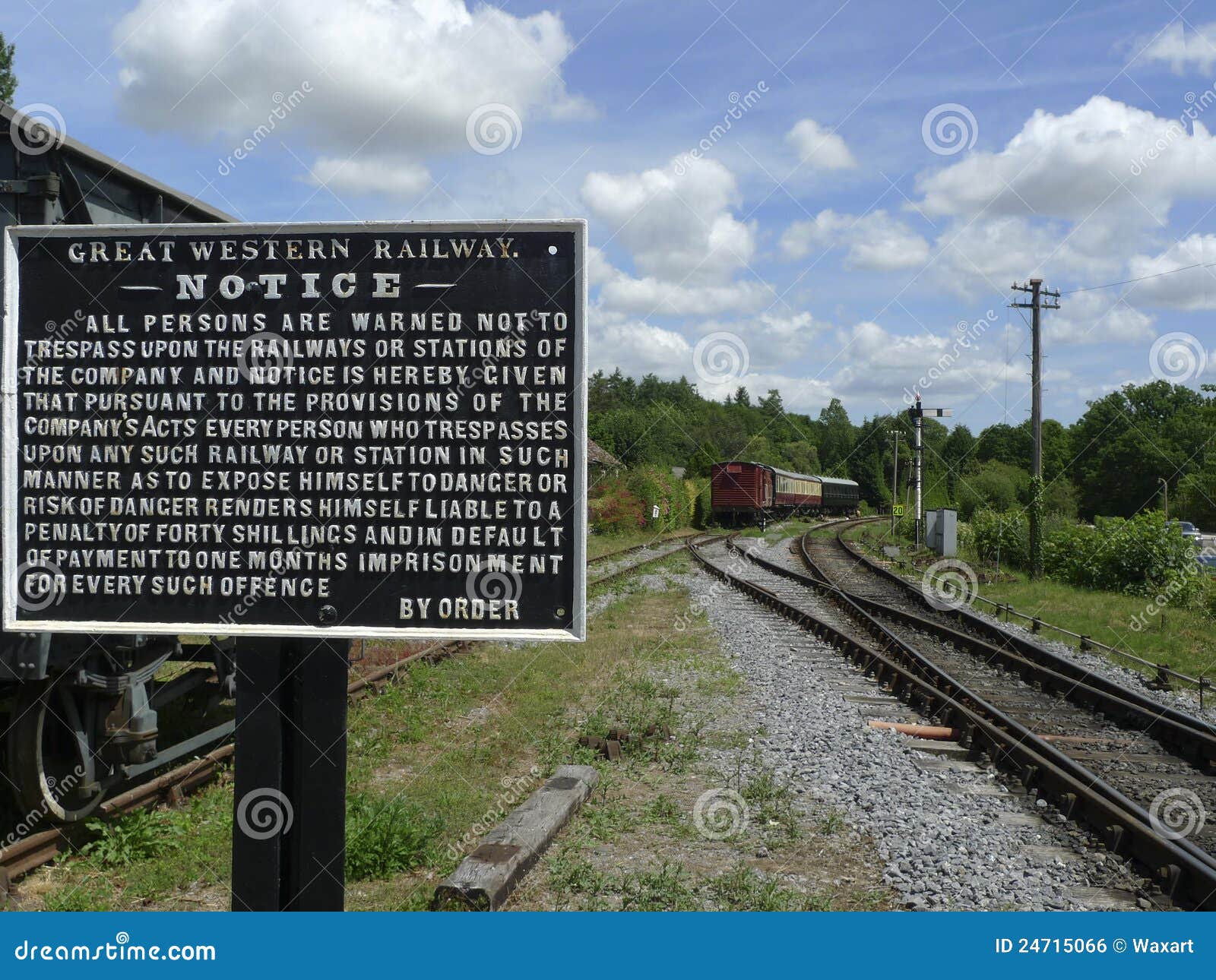 Historic Railway with Antique Sign Stock Photo - Image of editorial ...
