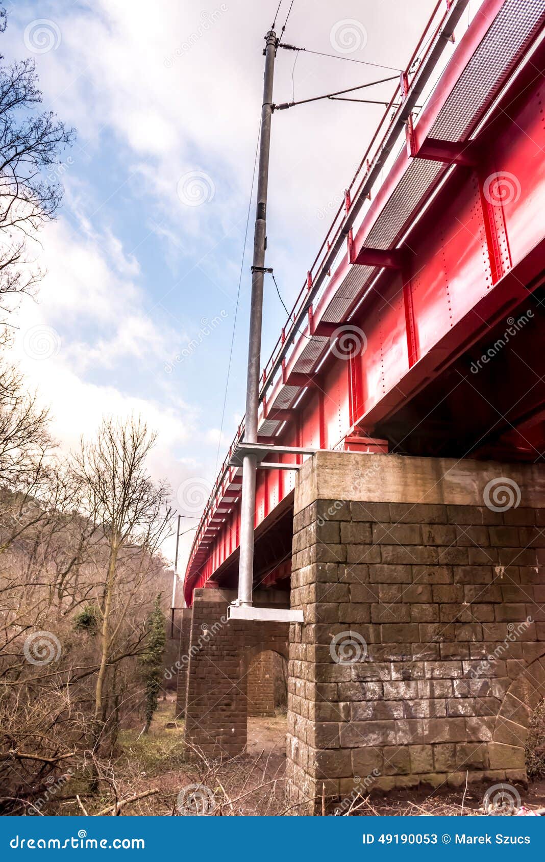 Historic Red Railroad Bridge in Bratislava Stock Image - Image of ...
