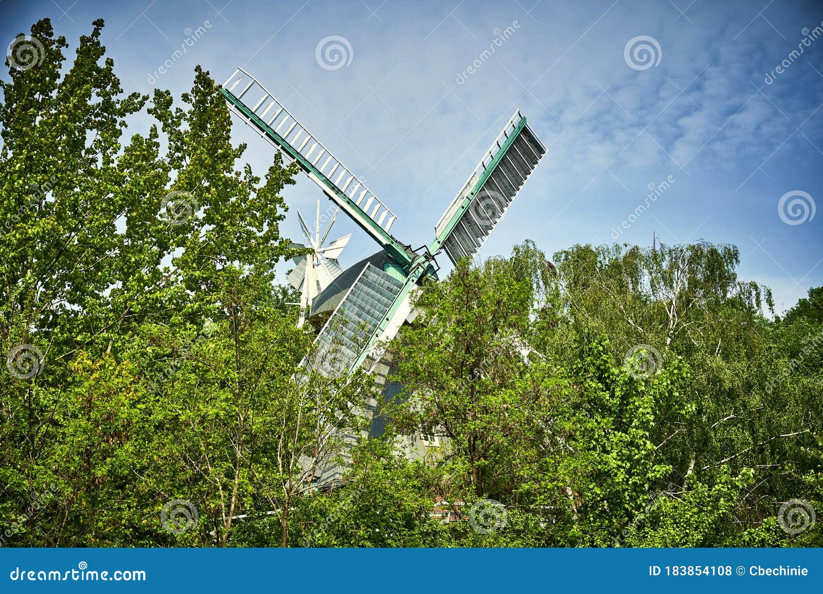 Historic and Restored Windmill in Berlin Stock Photo - Image of spring ...