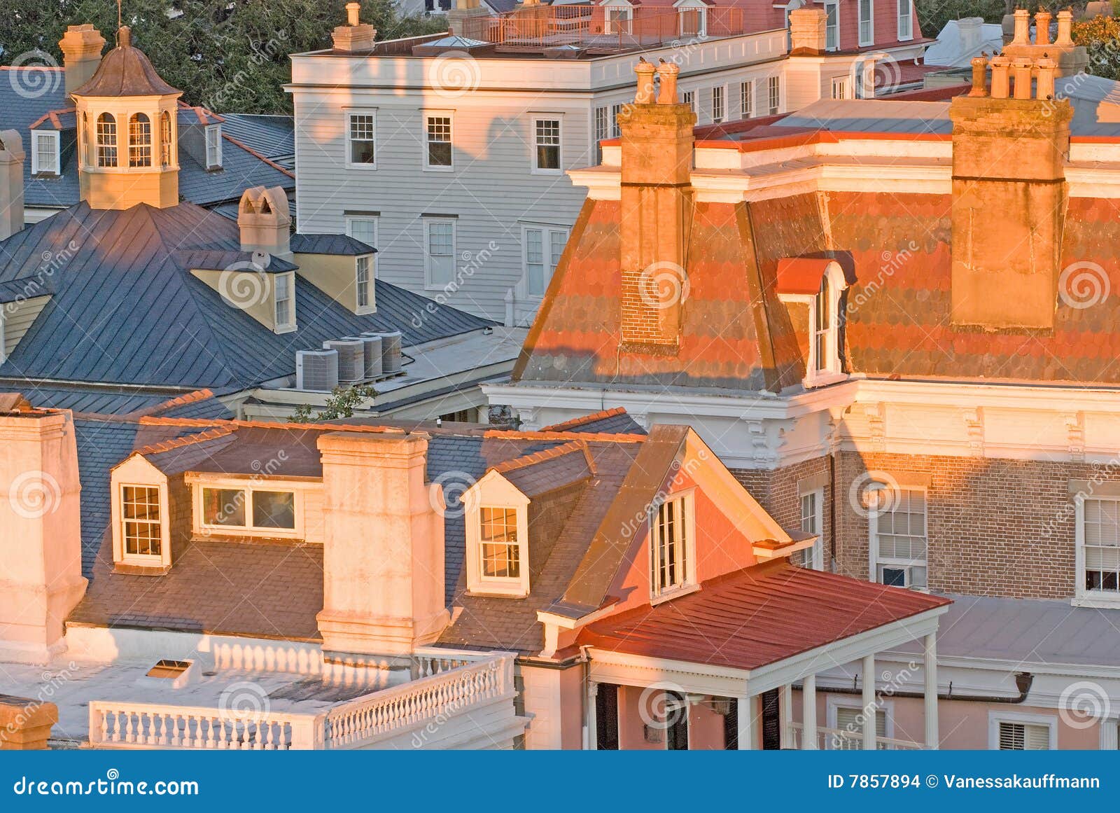 Historic Rooftops of Charleston Stock Photo - Image of porch, campola ...