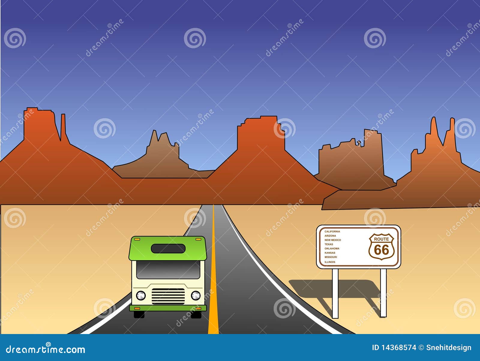 Historic route 66 stock illustration. Illustration of culture - 14368574