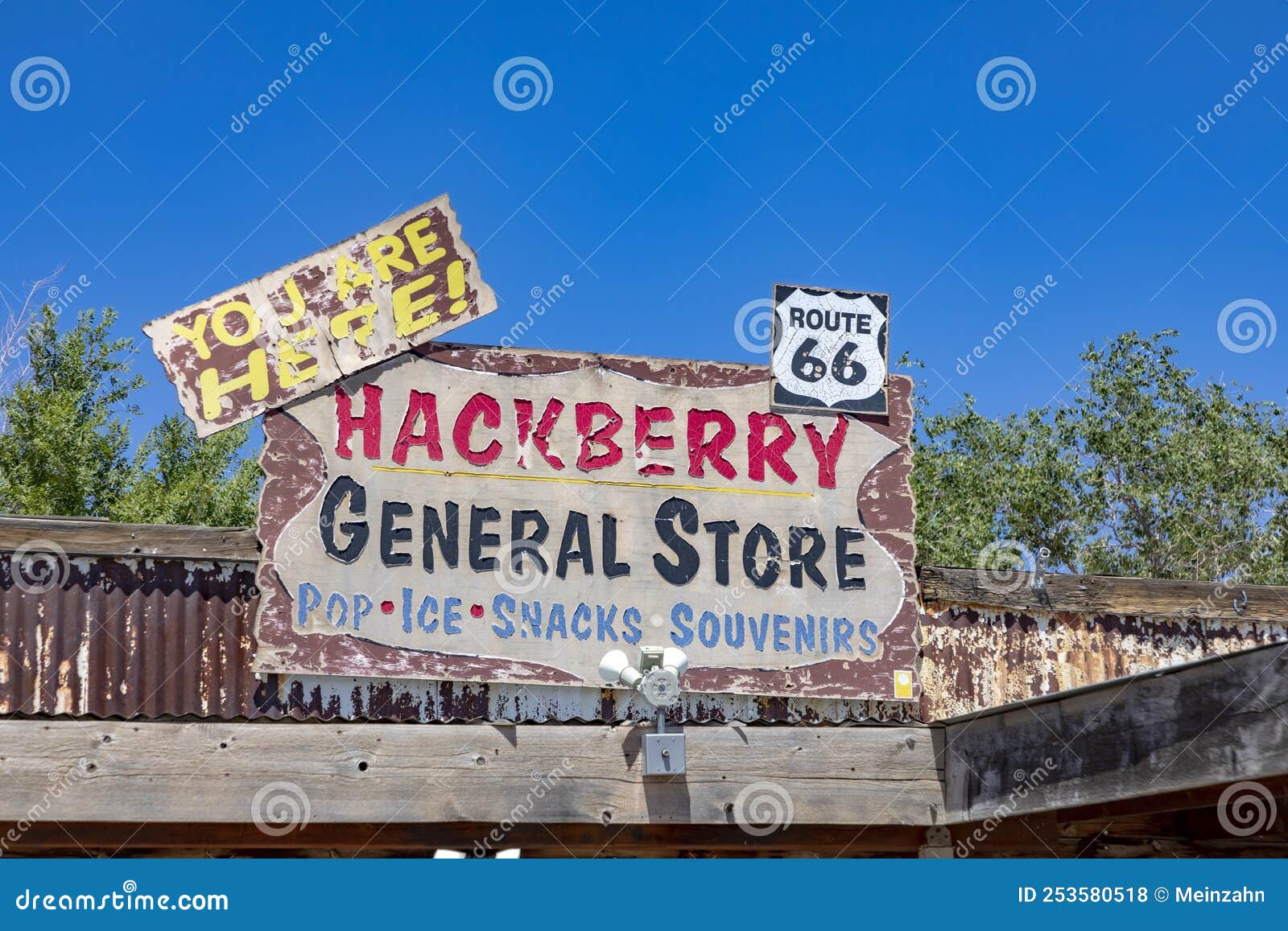 Historic Route 66 and General Store Sign in Hackberry, USA Editorial ...