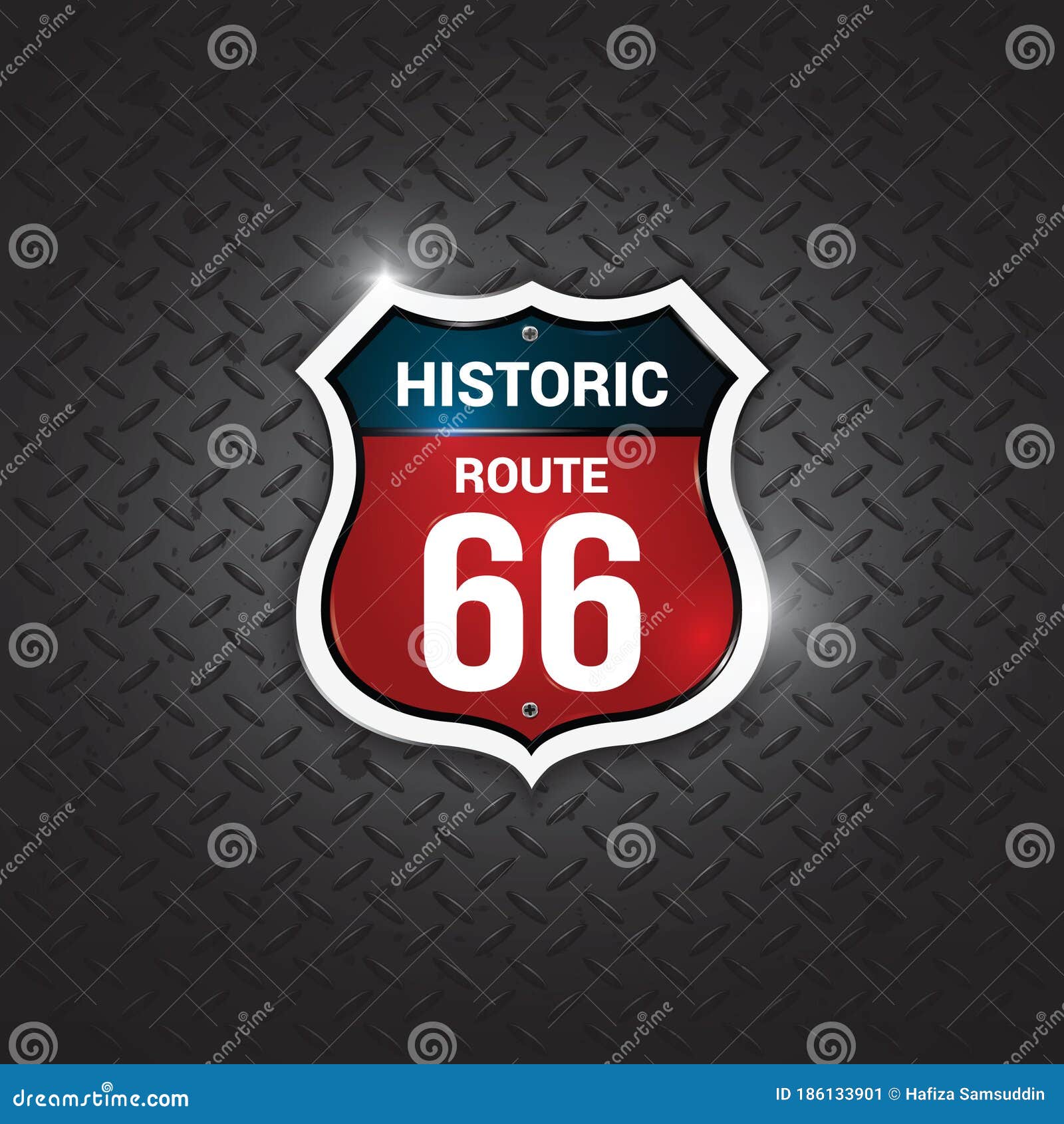Historic Route 66 Road Sign. Vector Illustration Decorative Design ...
