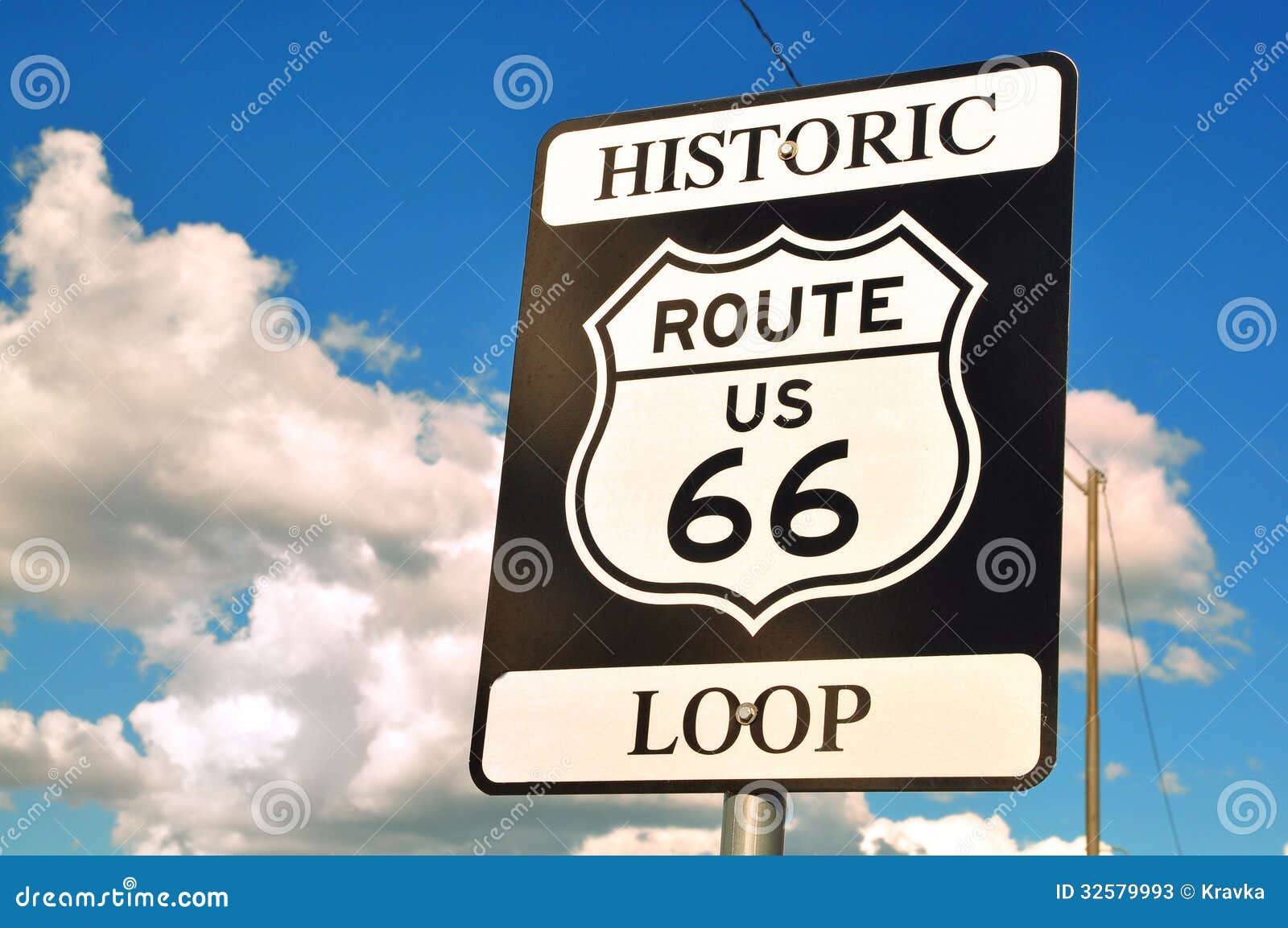 Historic route 66 sign stock image. Image of sign, realistic - 32579993