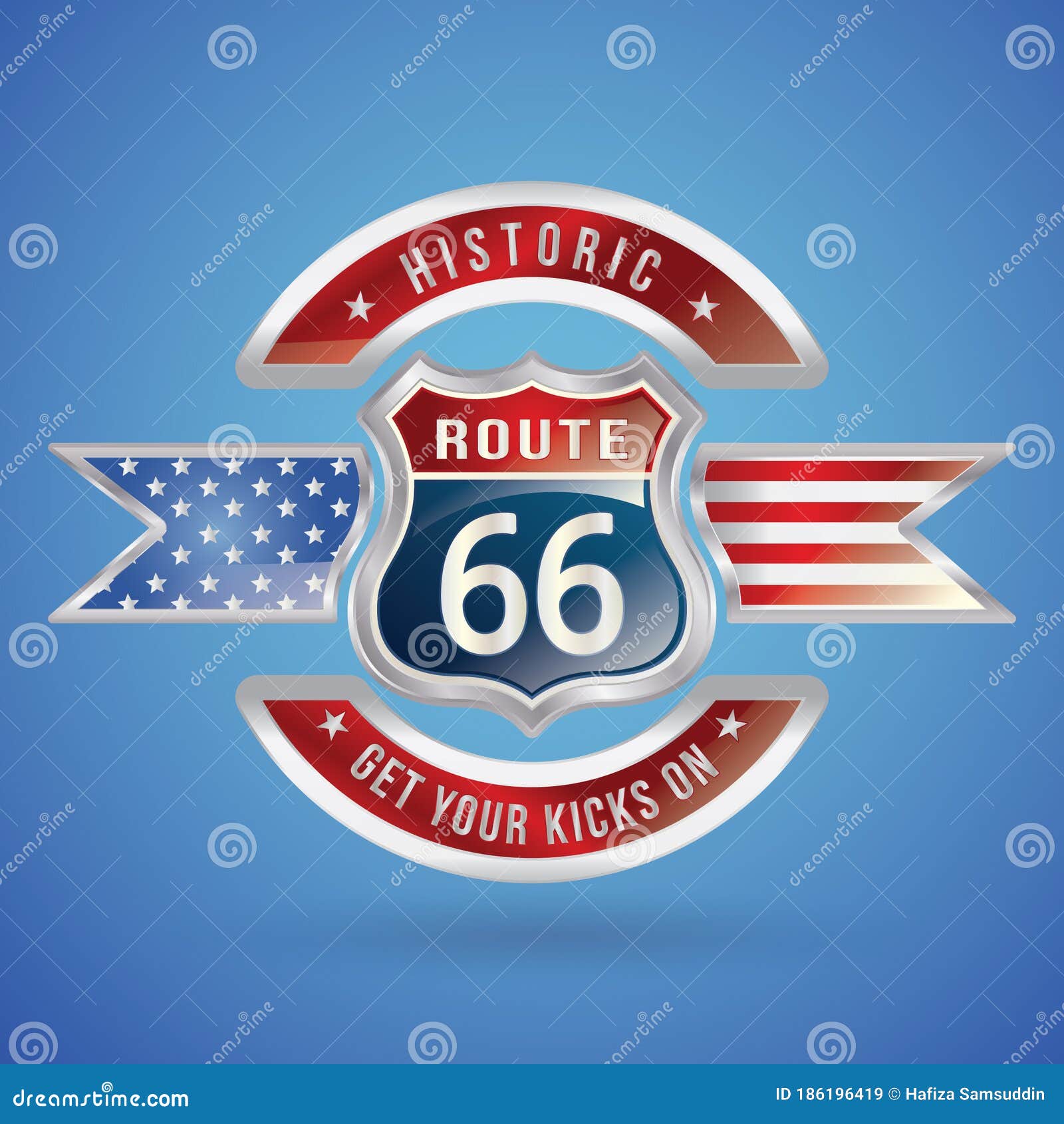 Historic Route Sixty-six. Vector Illustration Decorative Design Stock ...