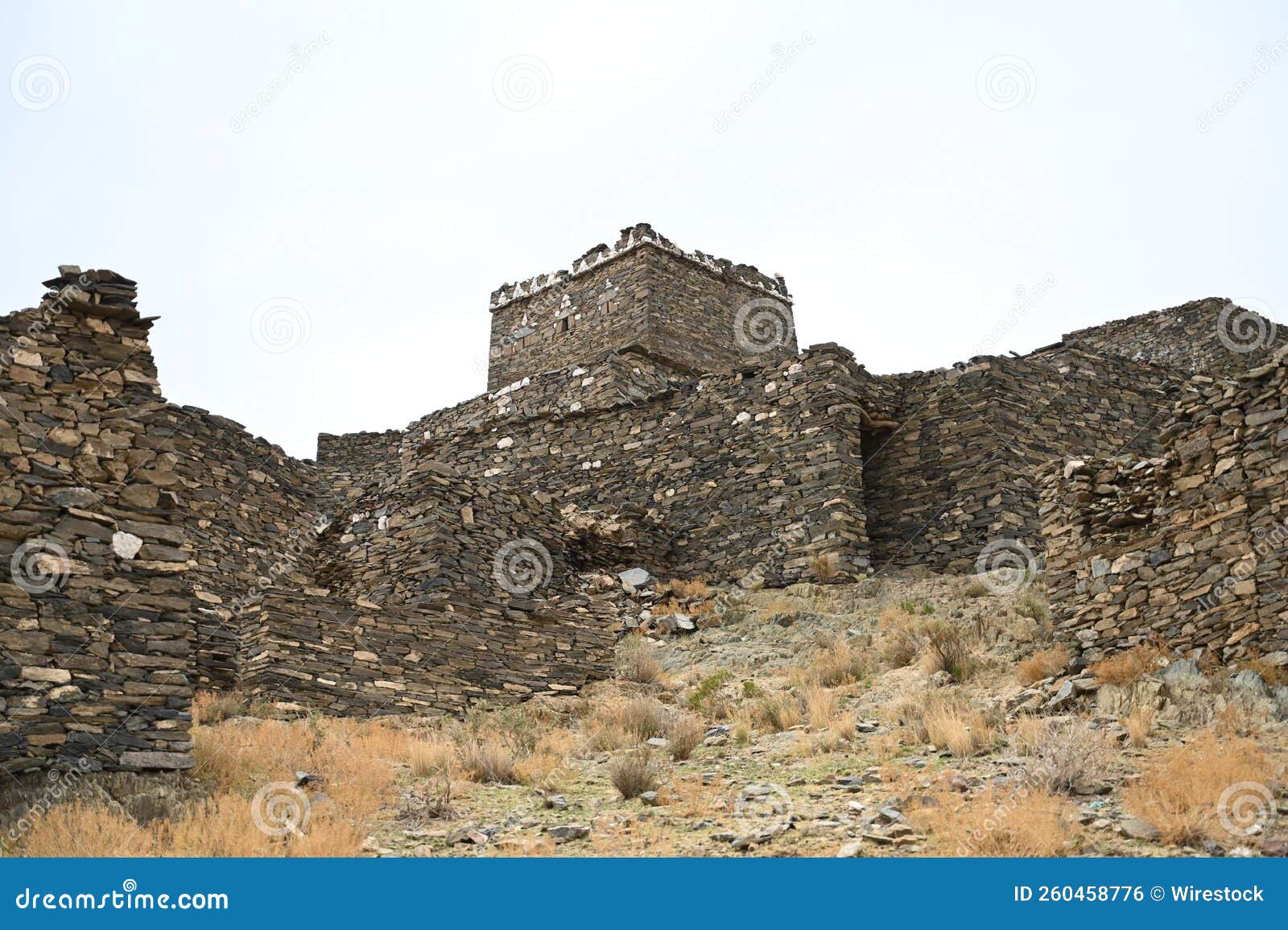 Historic Ruins of a Castle on the Side of a Hill in Saudi Arabia Stock ...