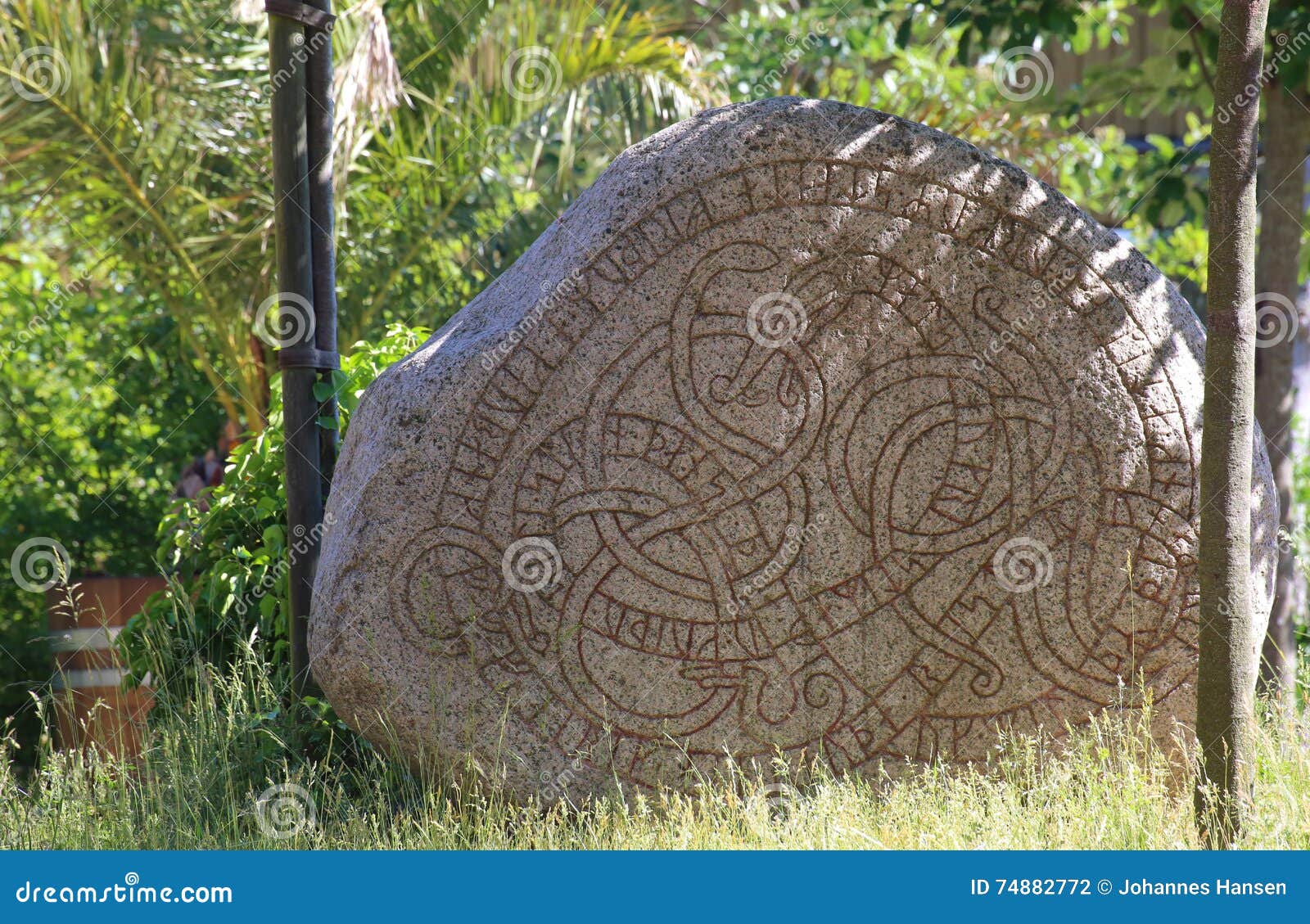 Historic Rune Stone at the Castle in Trelleborg, Sweden Stock Photo ...