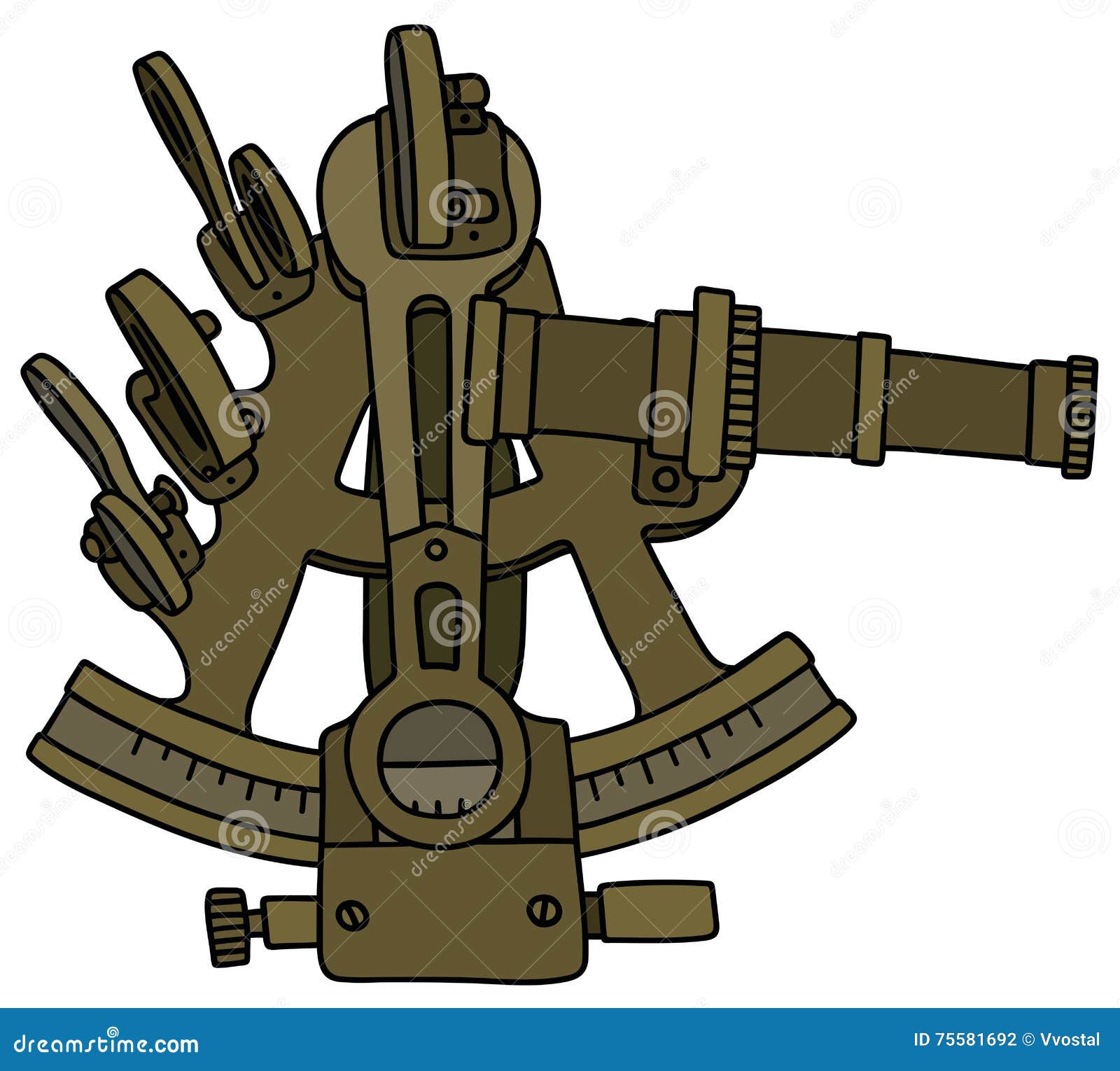 Historic sextant stock vector. Illustration of nautics - 75581692