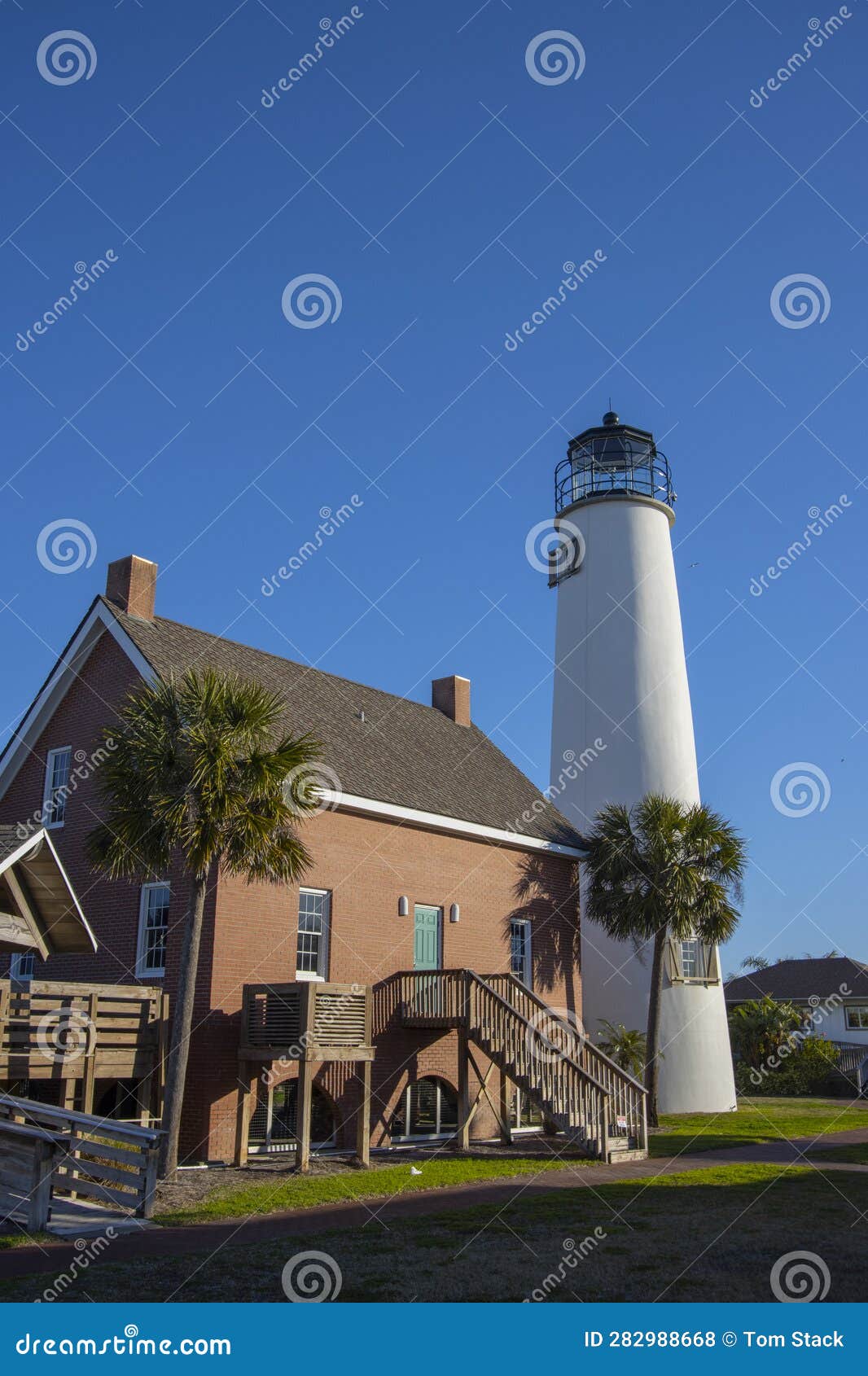 St. George Island Lighthouse on St Stock Photo - Image of historoic ...