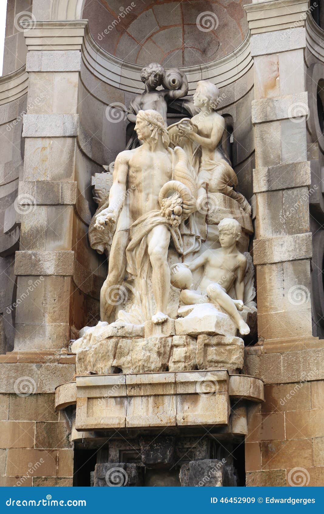 Historic Statue in Barcelona Stock Image - Image of skyscraper ...