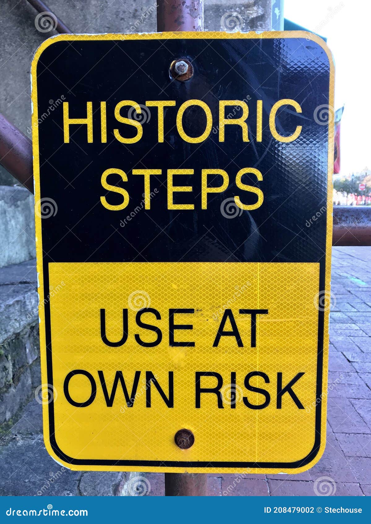 HISTORIC STEPS: USE at OWN RISK! Stock Photo - Image of pose, america ...