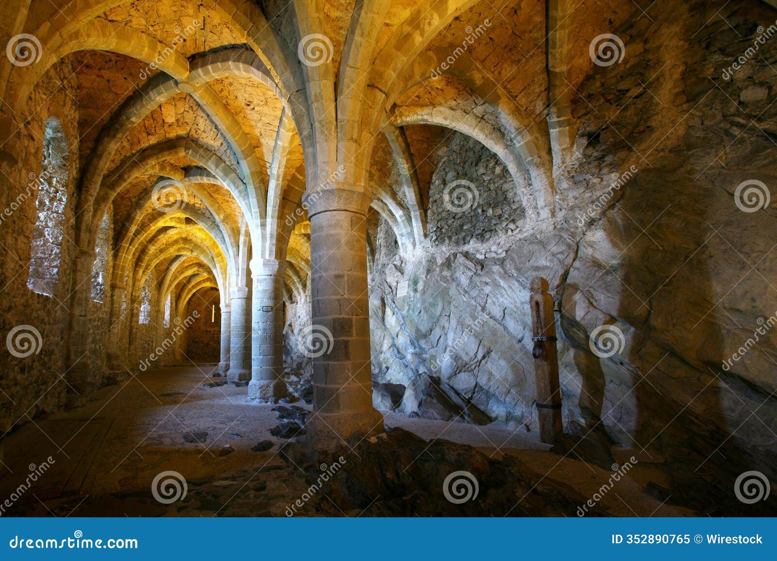 Historic Stone Arches in Ancient Crypt. Stock Image - Image of ...