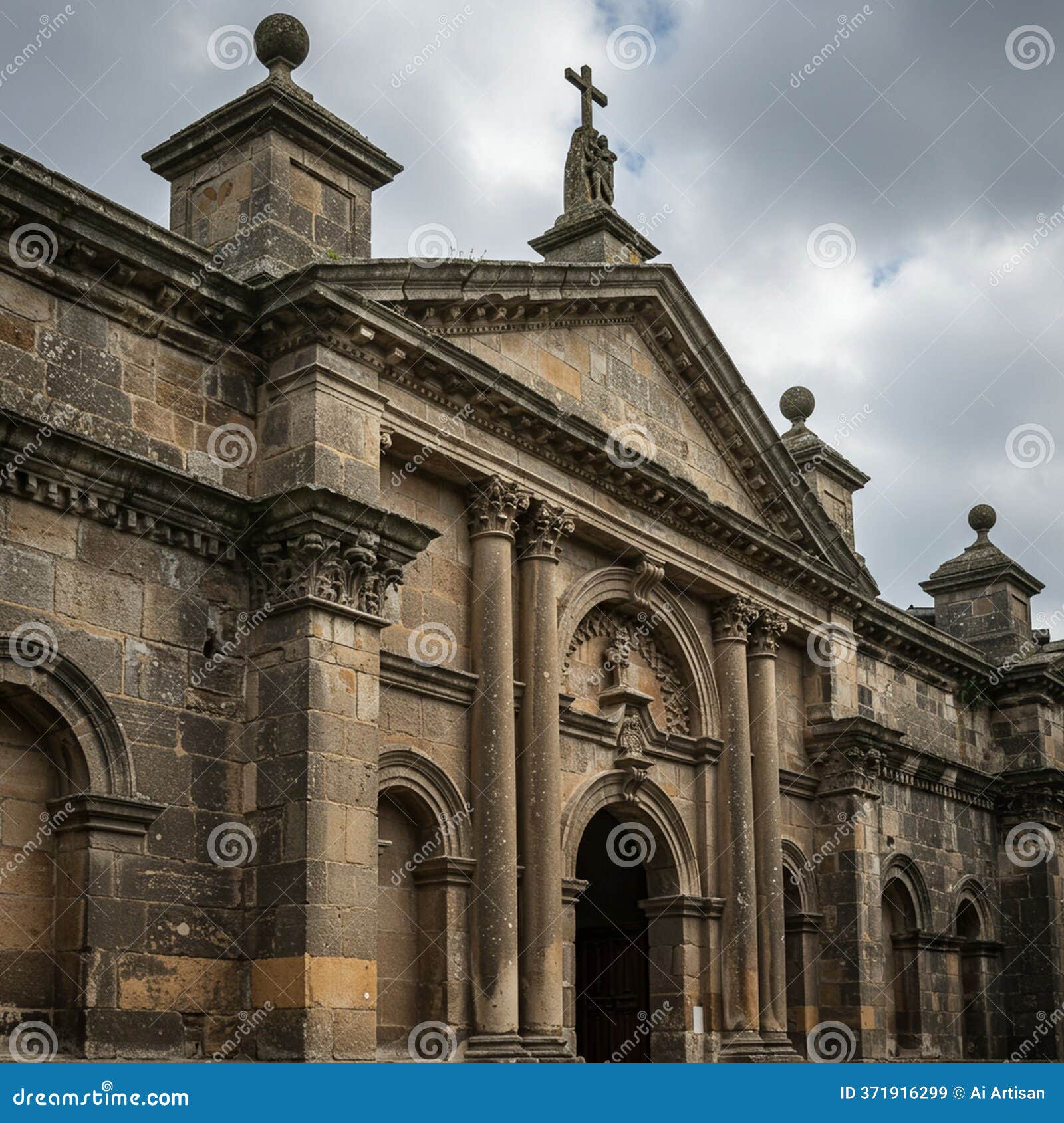 Historic Stone Church Facade Featuring Classical Architecture ...