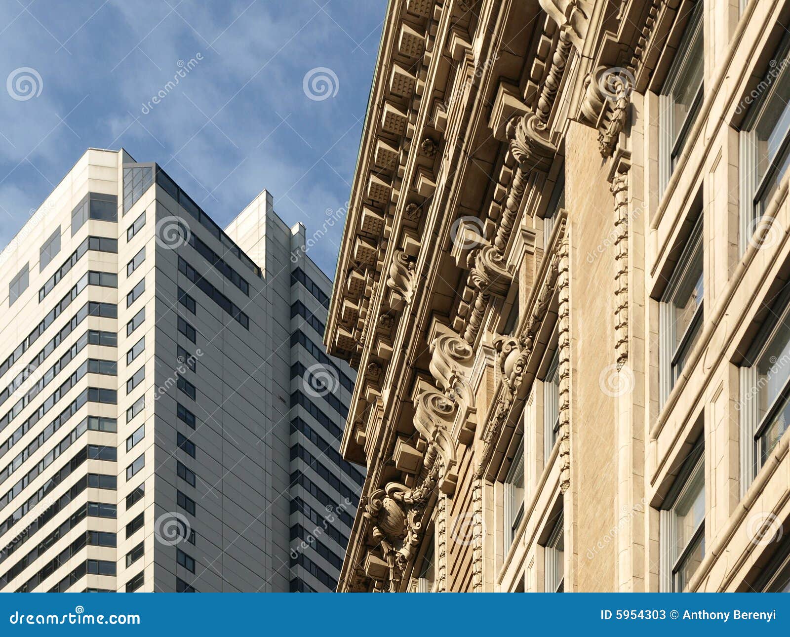 Historic Stone and Modern Office Building Stock Image - Image of ...