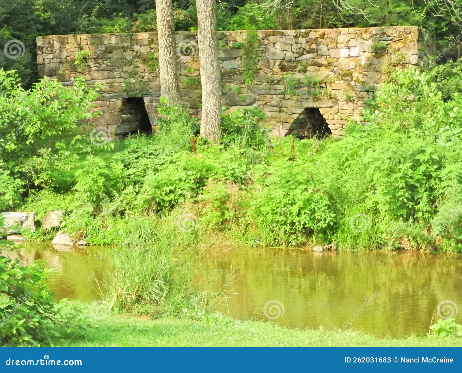 Historic Stone Wall at Conestoga River on Poole Forge Stock Image ...