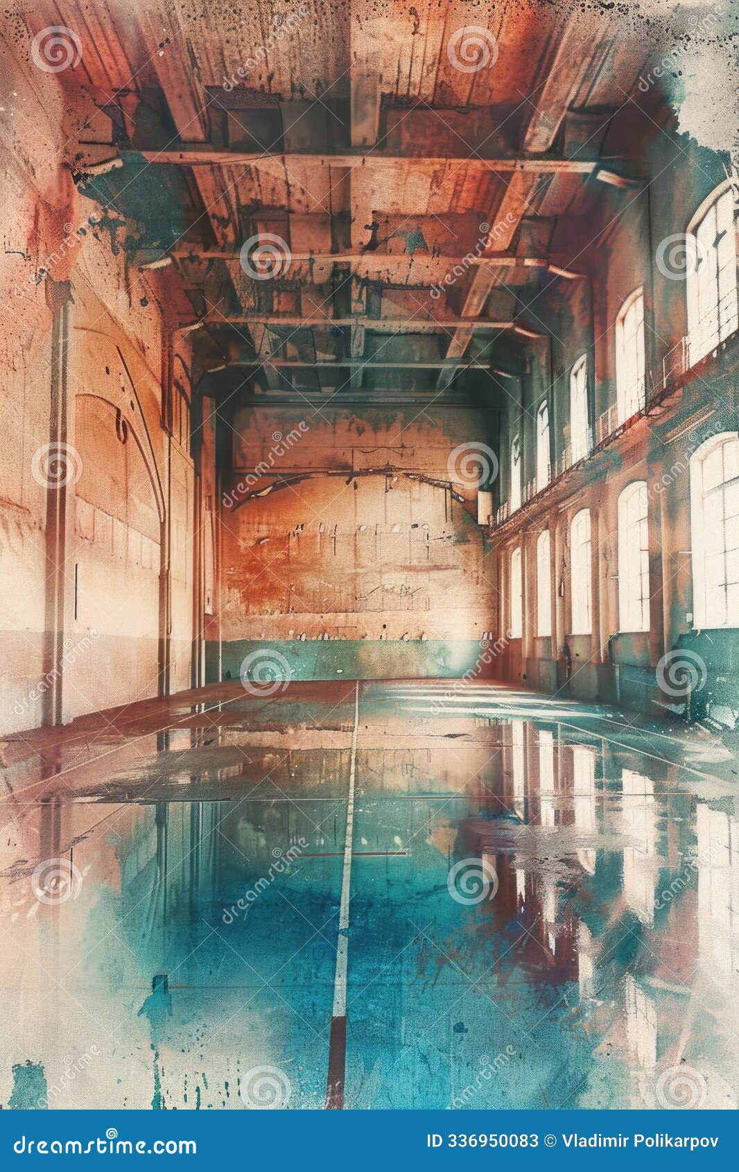 A Historic Structure Featuring a Large Swimming Pool in the Center ...