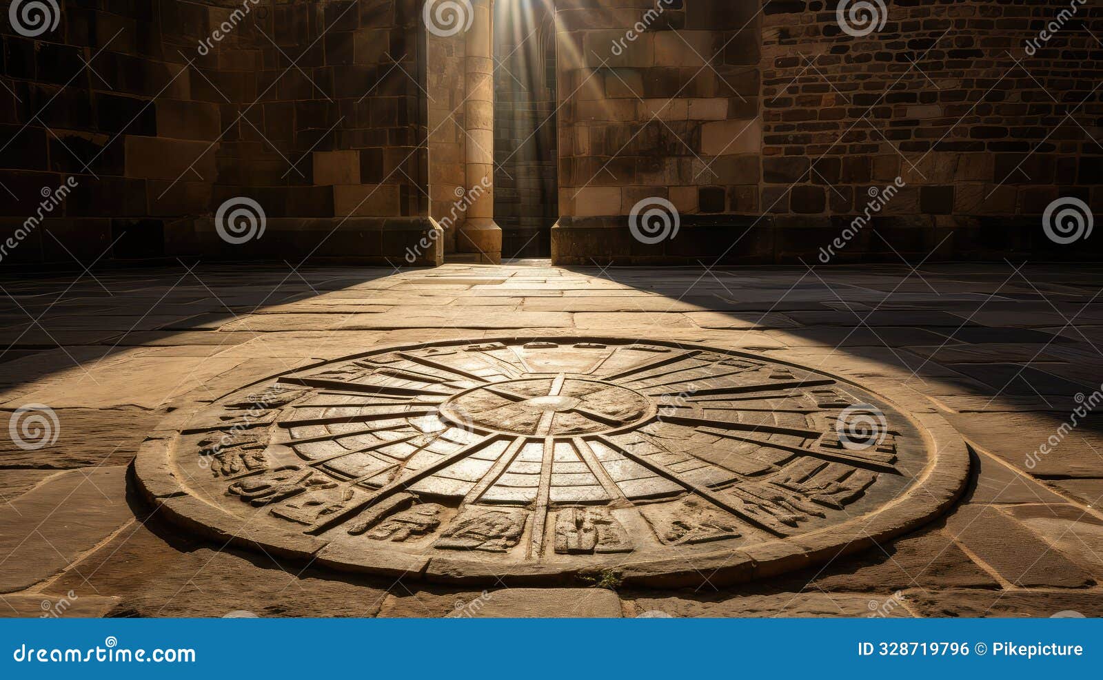 Historic sun dial stock illustration. Illustration of archways - 328719796