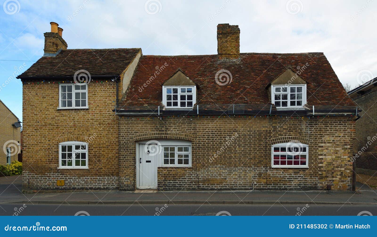 Historic Town Cottage White Window Frames and Door Editorial ...