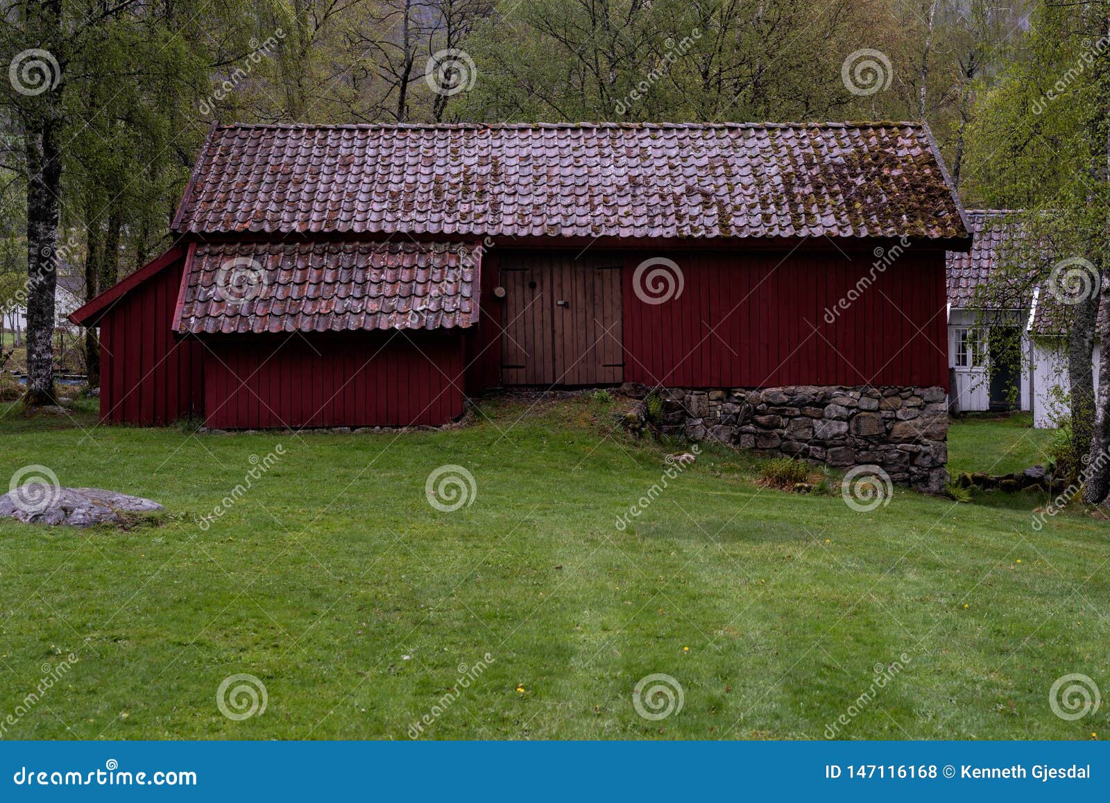 Historic, Traditional Red Barn on a Grey Spring Day Stock Photo - Image ...